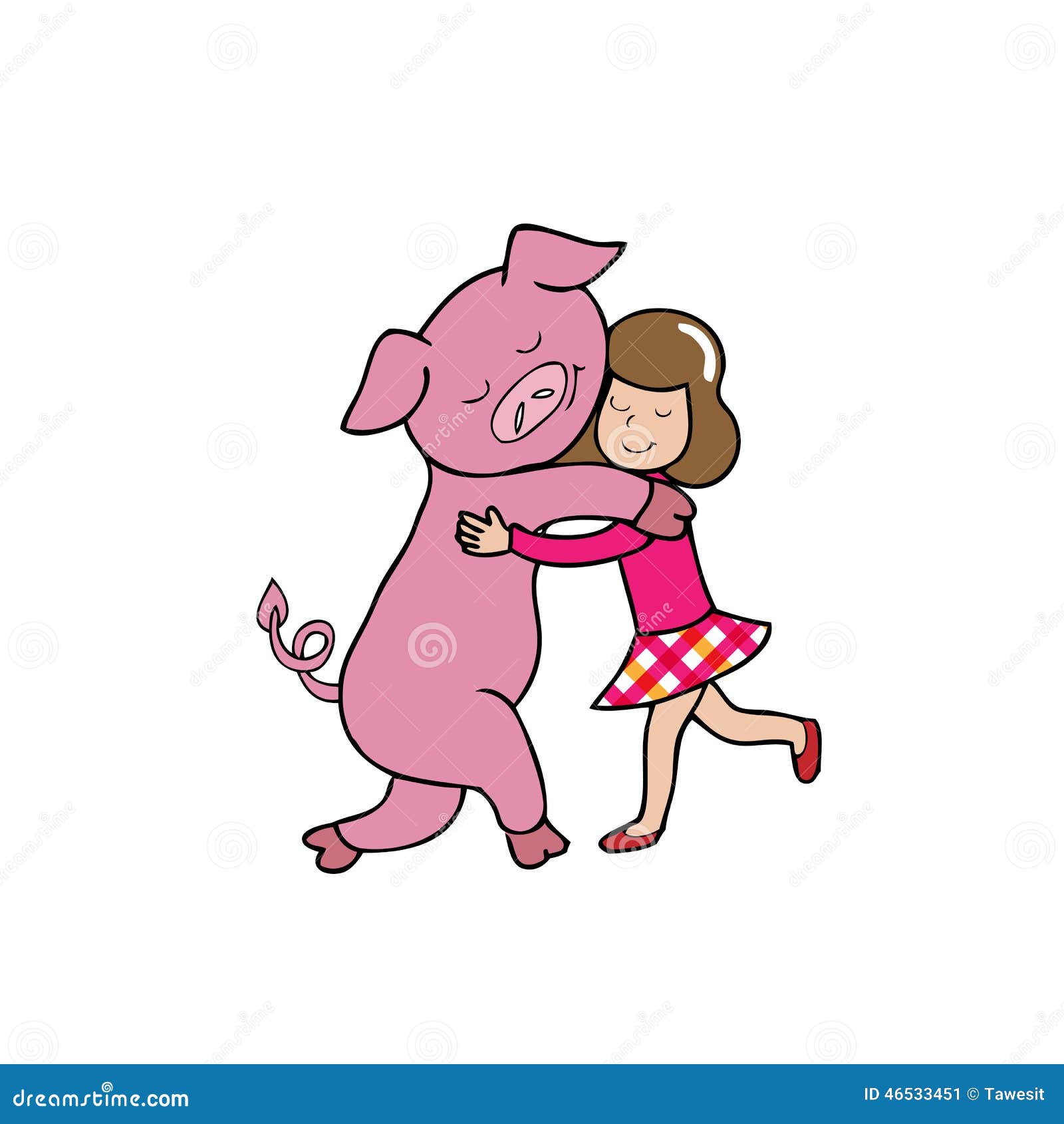 Hug Pig and girl stock vector. Illustration of play, lovely - 46533451