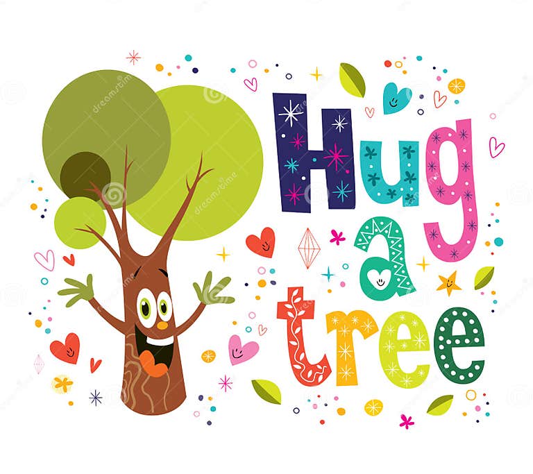 Hug a tree stock vector. Illustration of design, concept - 44446474
