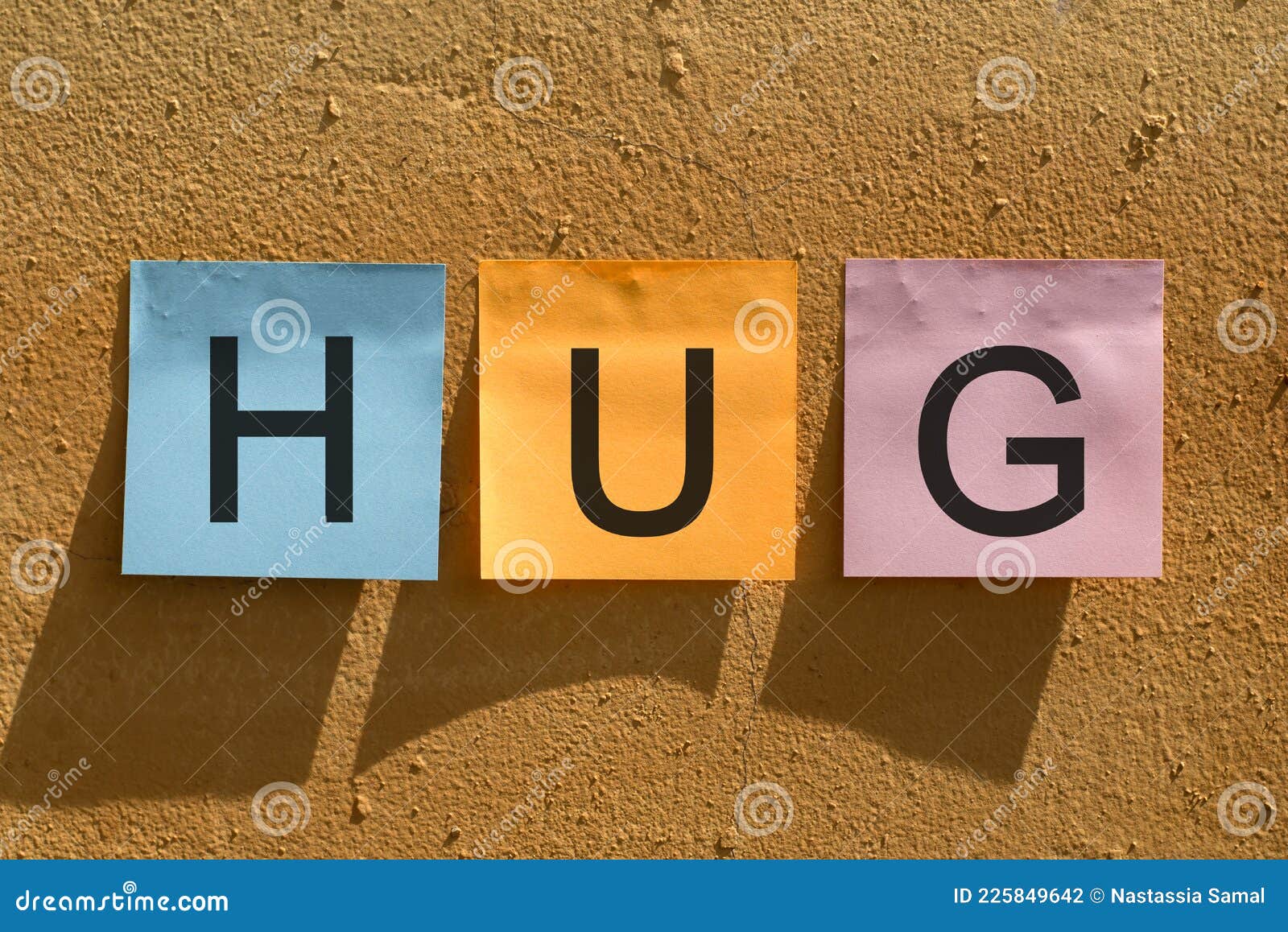 HUG - Words on Paper Stick on Wall Stock Photo - Image of cube, teach ...