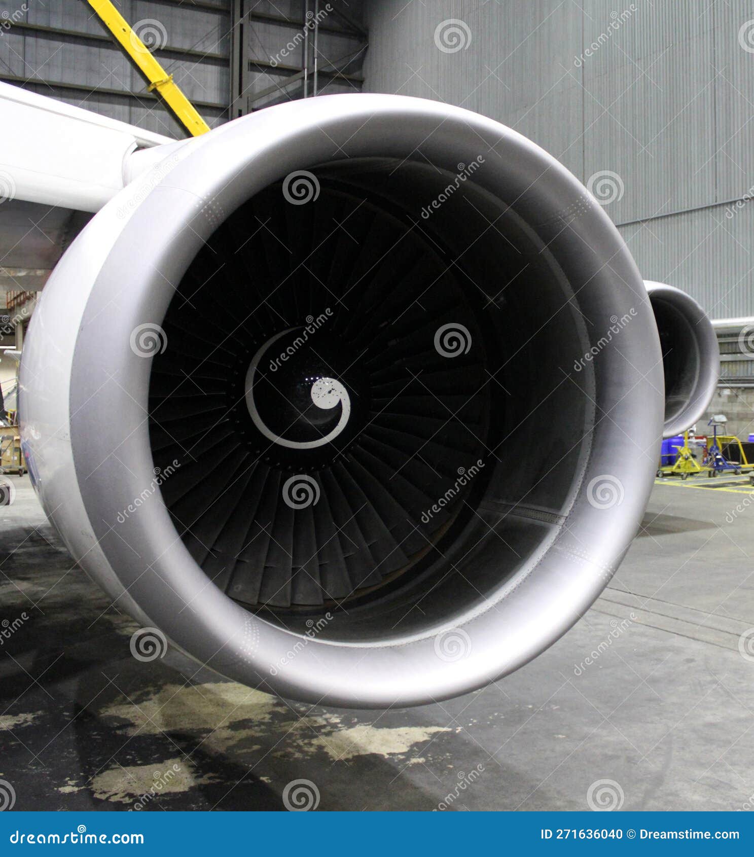 A Huge Aircraft Engine during Maintenance Inside a Hangar Stock Photo ...