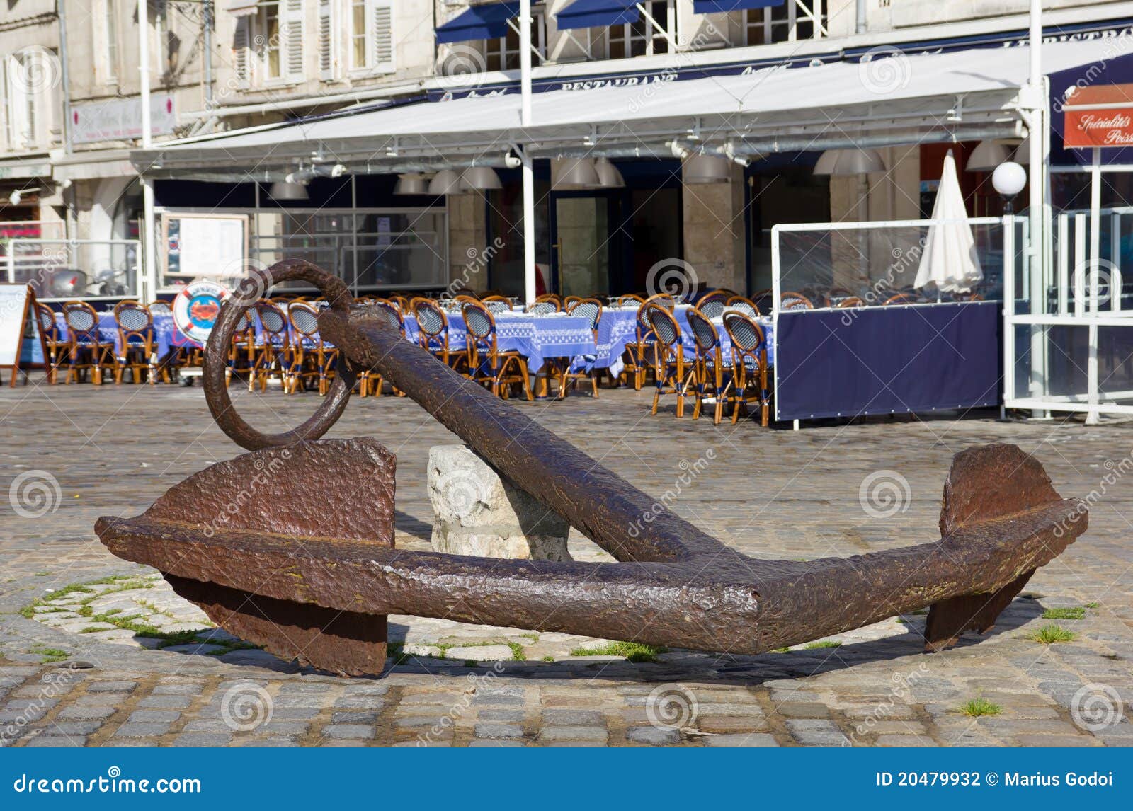 Huge Ancient Anchor - La Rochelle Stock Photo - Image of houses ...