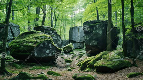 The Huge Ancient Stones in Forest Stock Photo - Image of fall ...