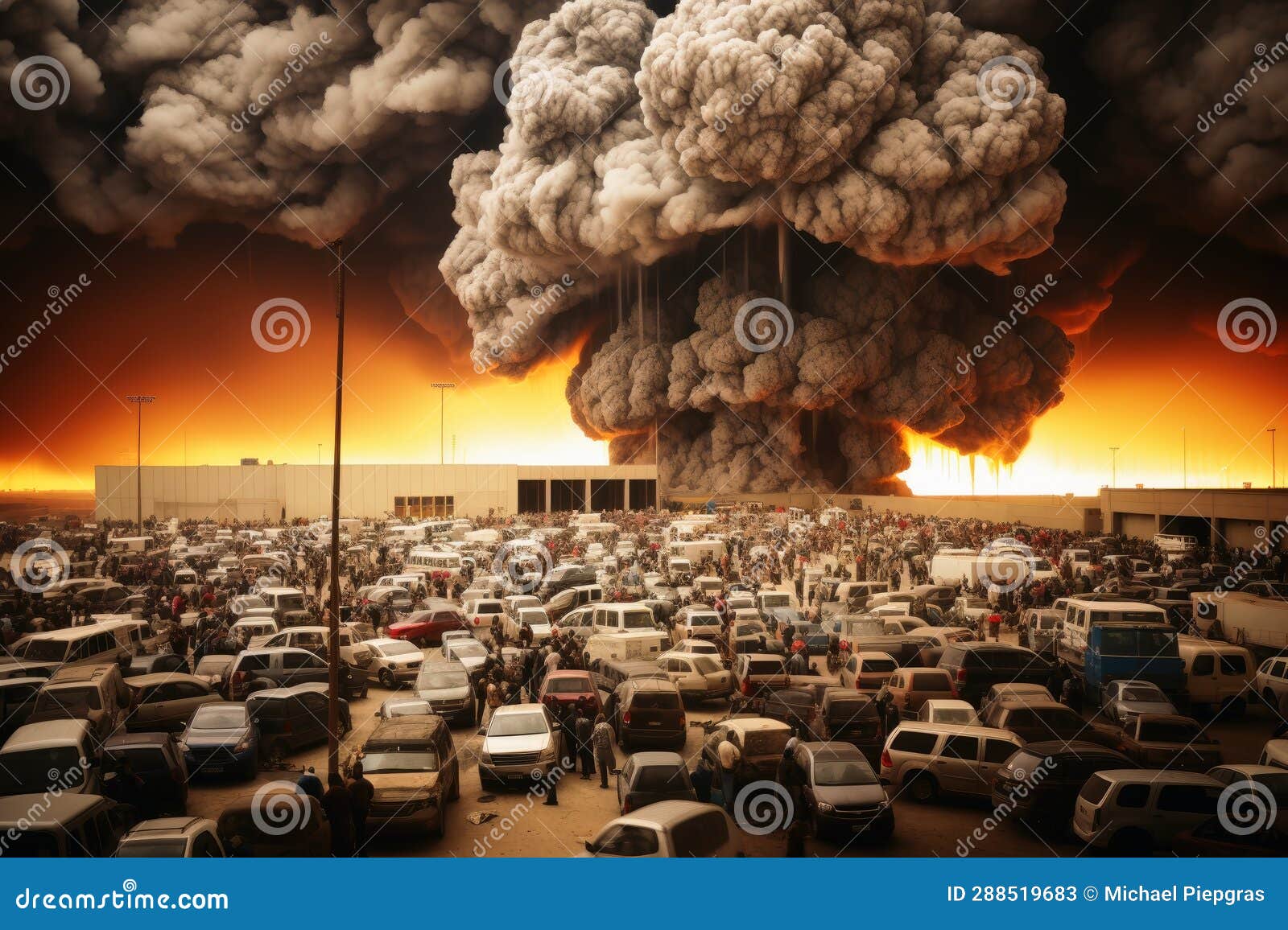 A Huge Atomic Bomb Explosion Destroying Everything Stock Illustration ...