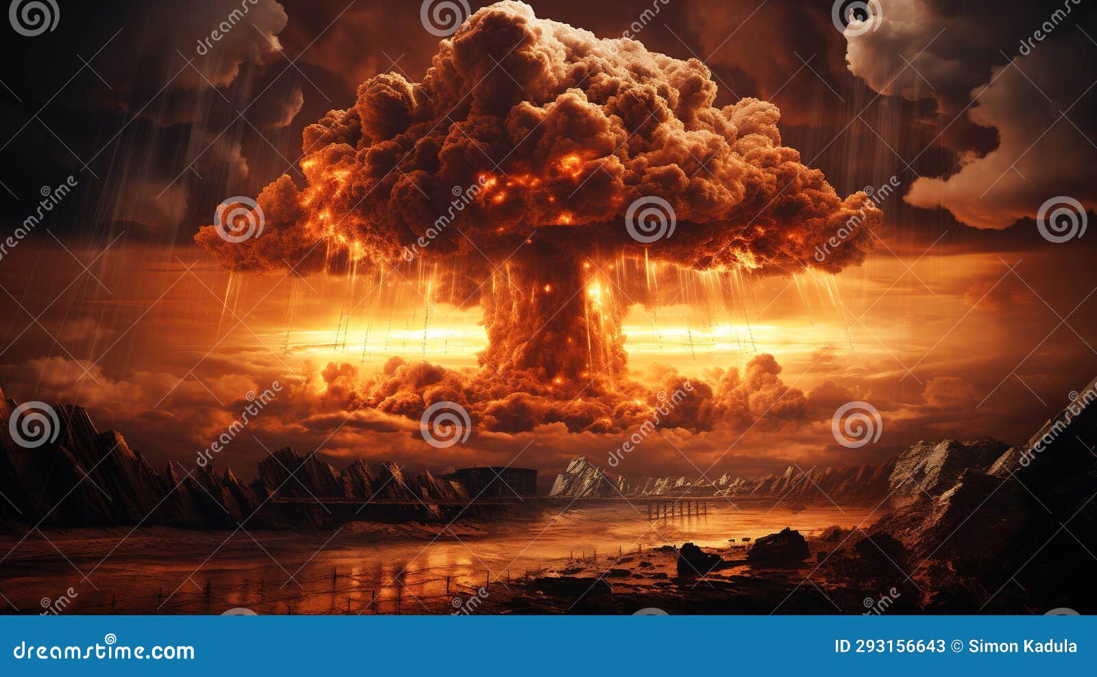 Huge Atomic Bomb Explosion with Nuclear Mushroom, Apocalypse Concept ...