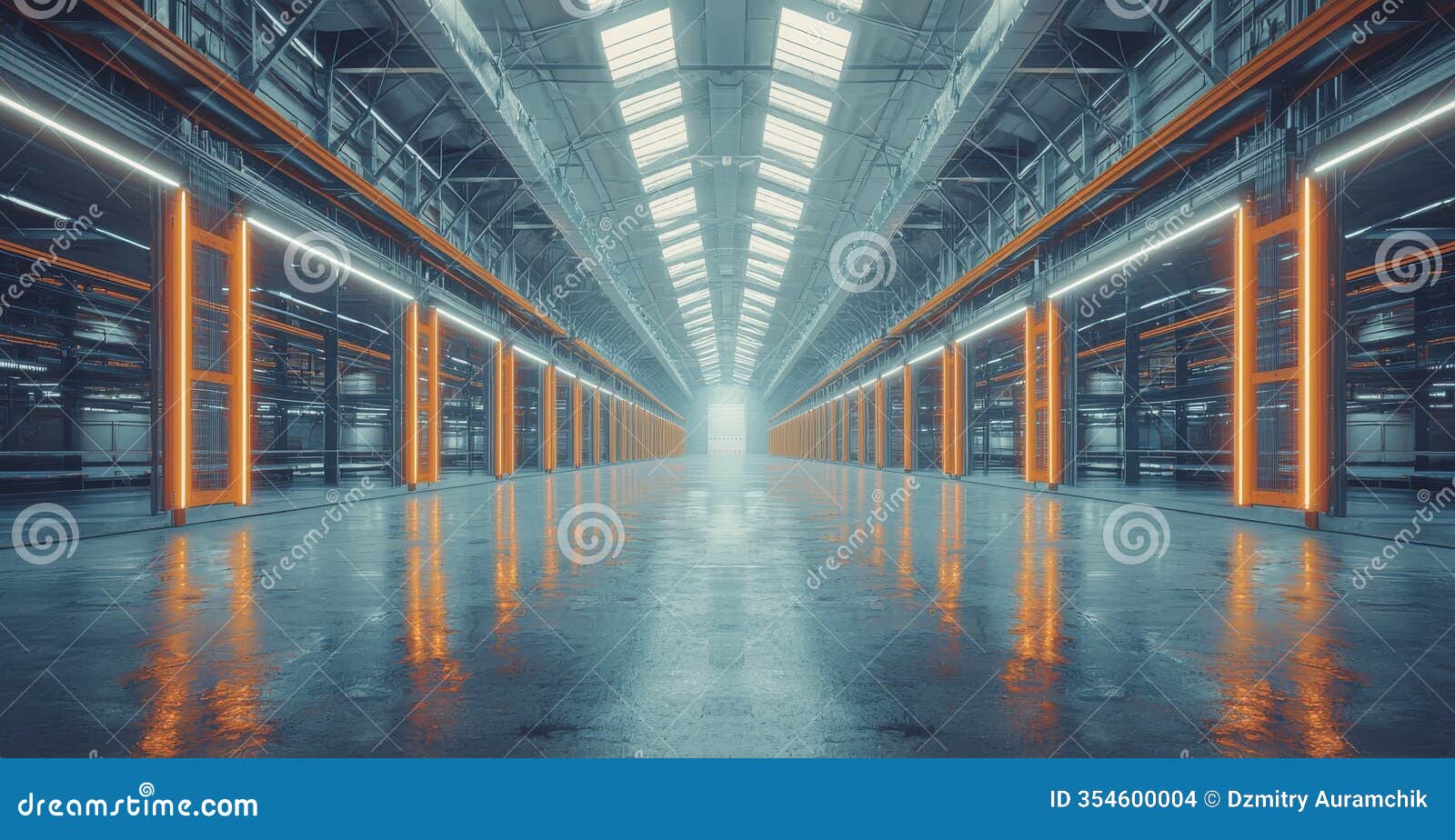 A Huge Automated Warehouse Displaying a Modern Panorama of Rack Systems ...