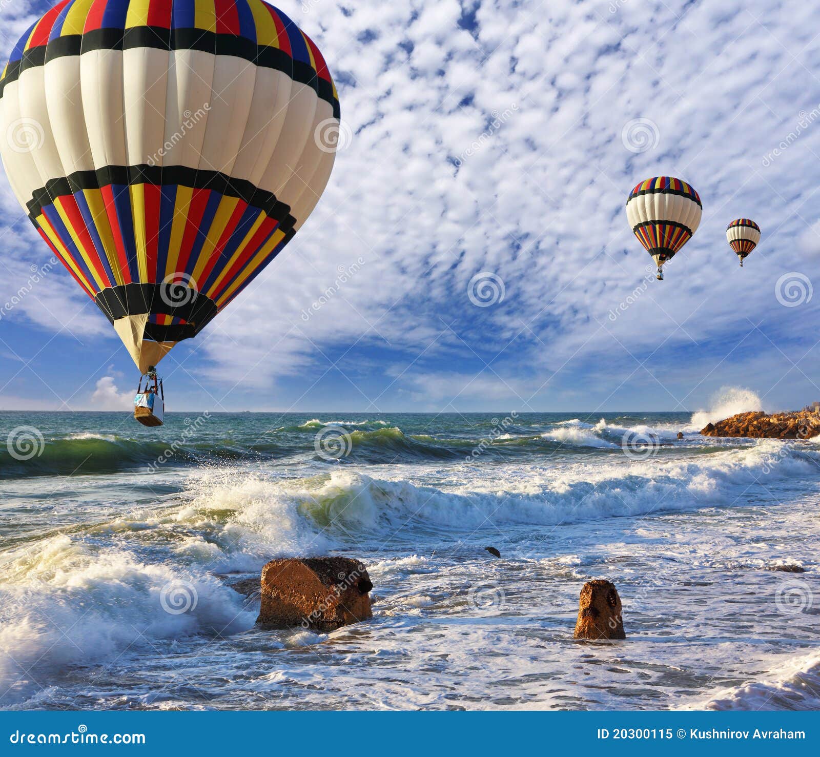 Huge Balloons, Sea, a Spring Storm Stock Image - Image of land ...