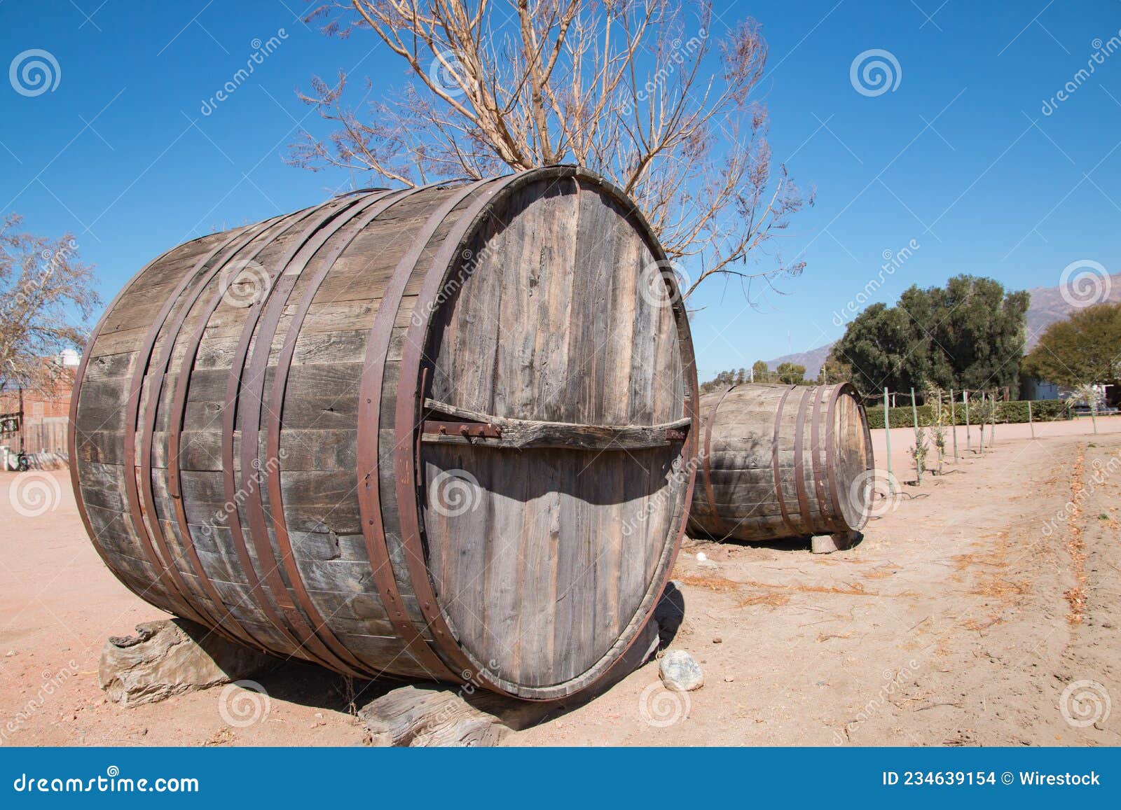 Huge Barrel in a Dry Field on a Sunny Day. Stock Photo - Image of ...