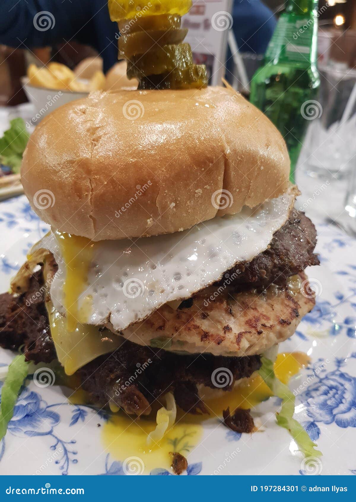 Huge Beast Burger Egg Kebab Chicken Steak Stock Image - Image of beast ...