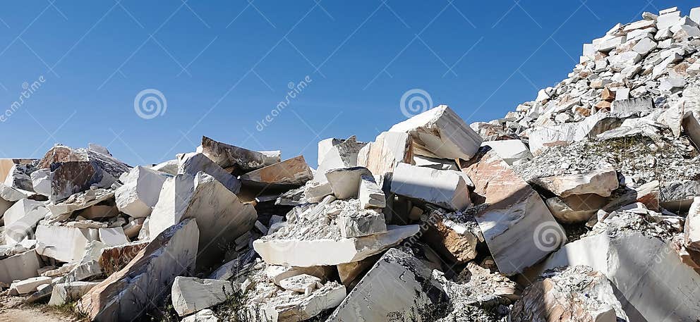 Huge Blocks of Stone in an Operating Quarry Stock Image - Image of ...
