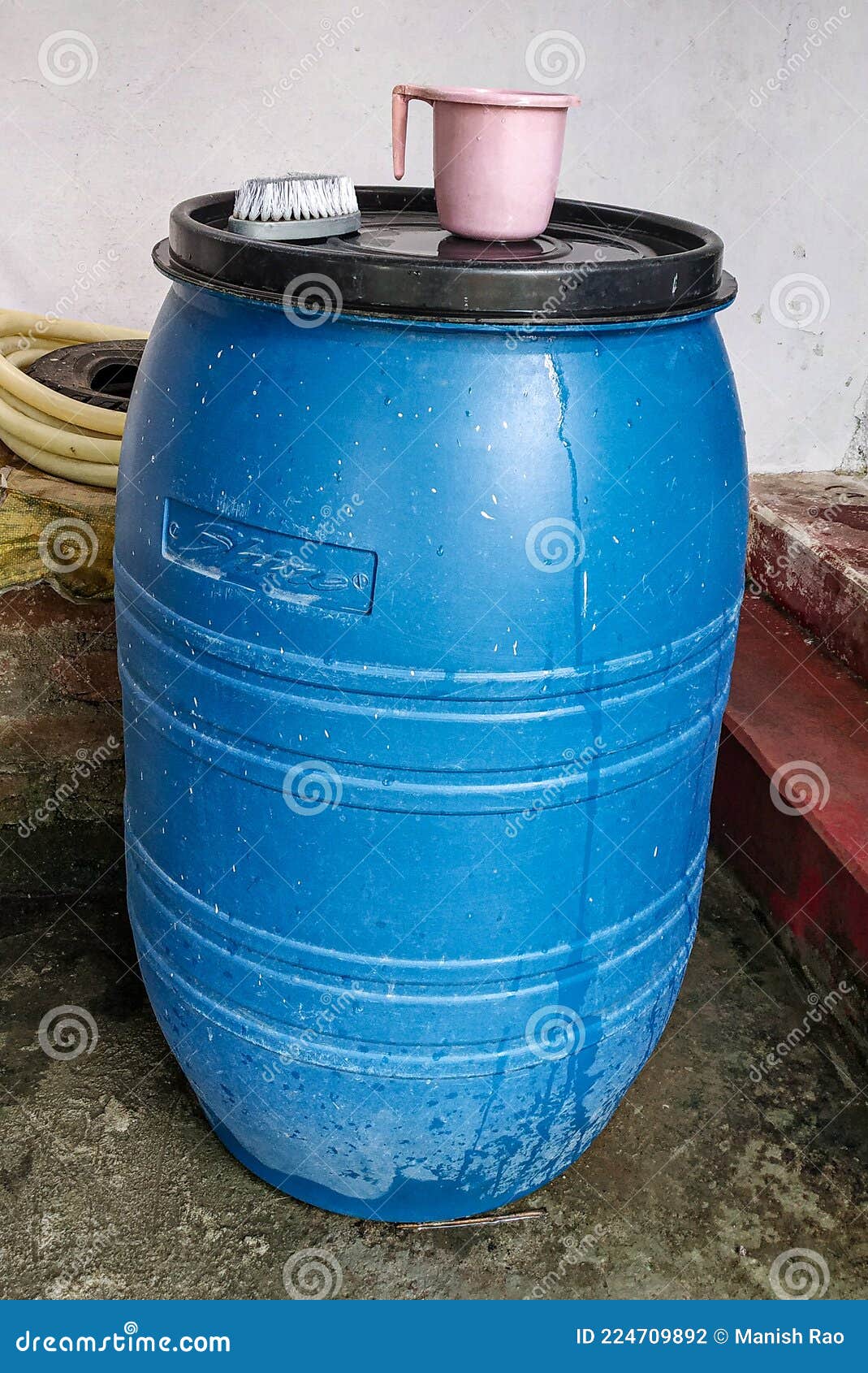 The huge blue water tank. stock photo. Image of blue - 224709892