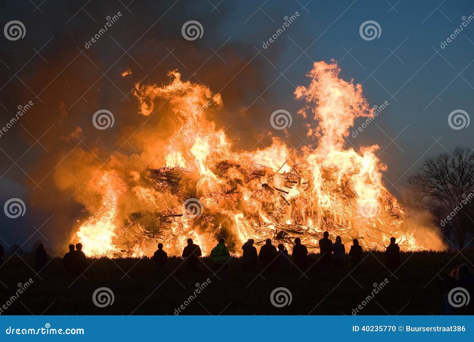 Huge bonfire with easter stock photo. Image of silhouette - 40235770