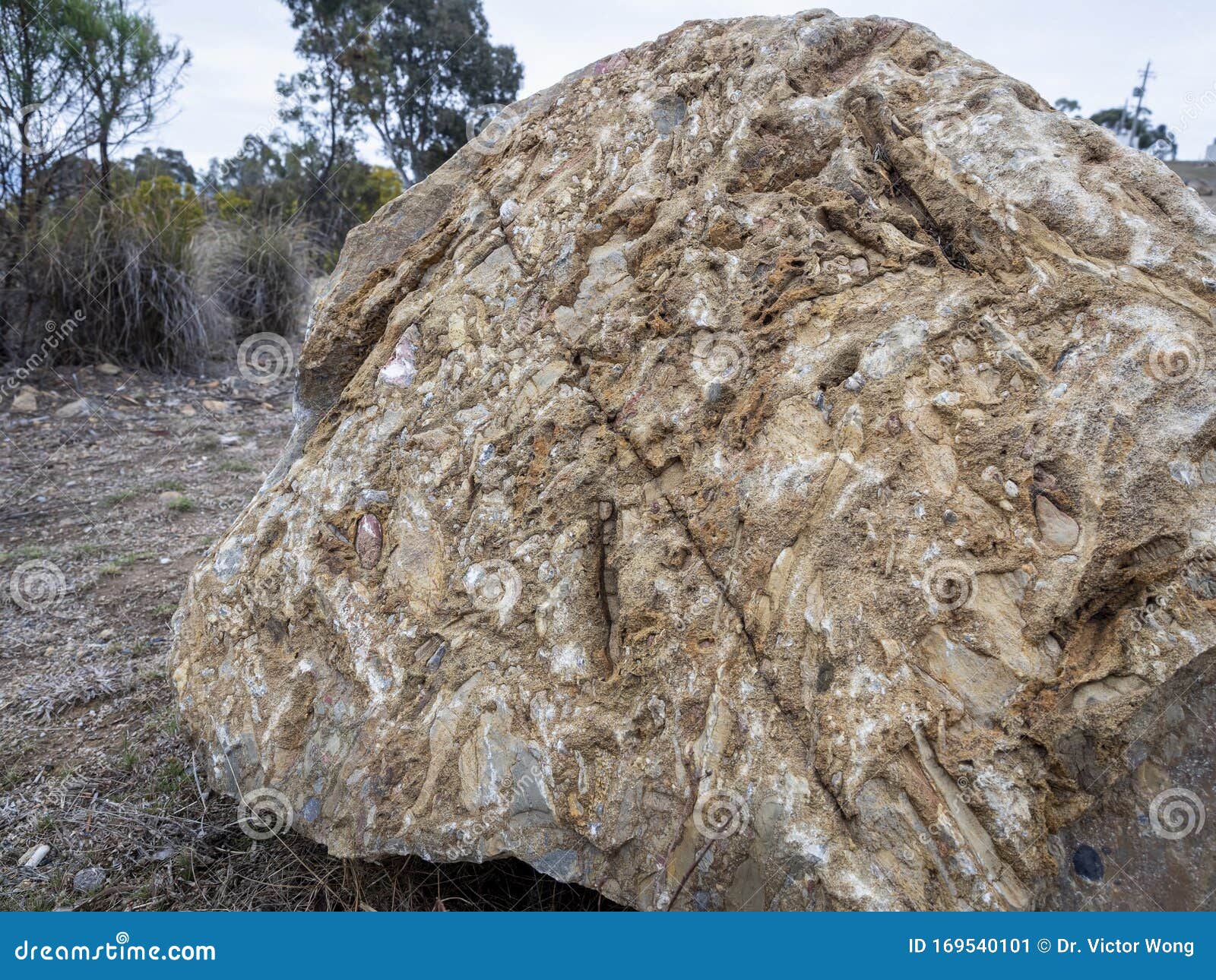 Huge Boulder Dug Out from the Ground at a Construction Site Stock Image ...