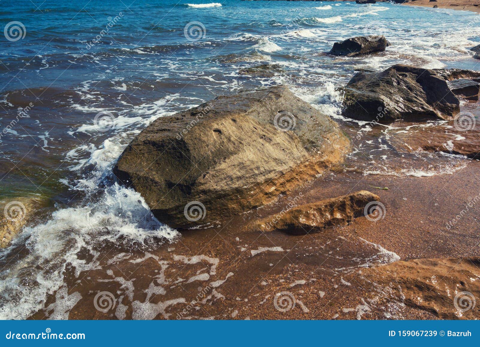 Basalt Washed Smooth By The Sea On Blackhead Beach Stock Image ...