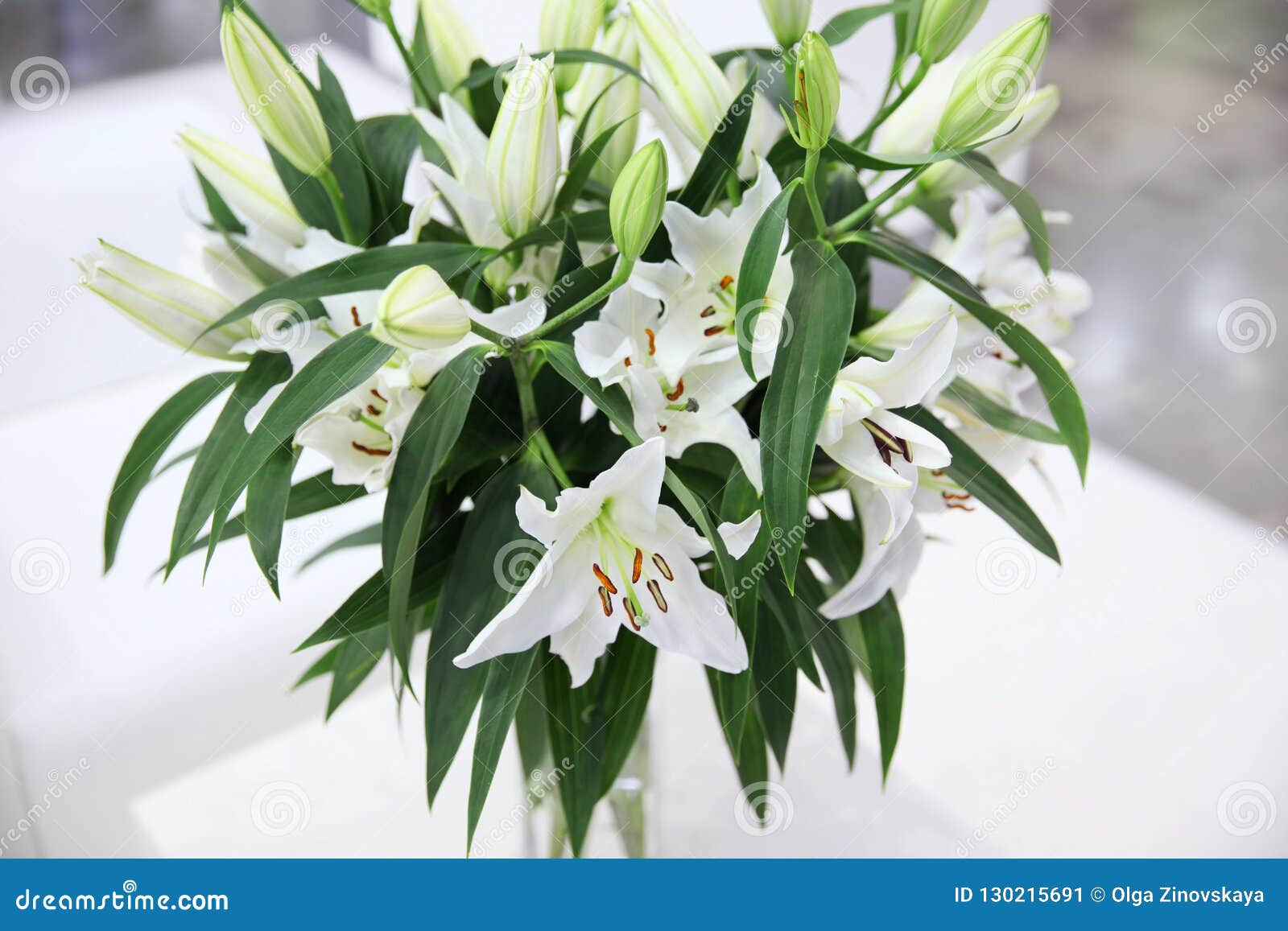 Huge Bouquet of Beautiful White Lilies Stock Image - Image of green ...