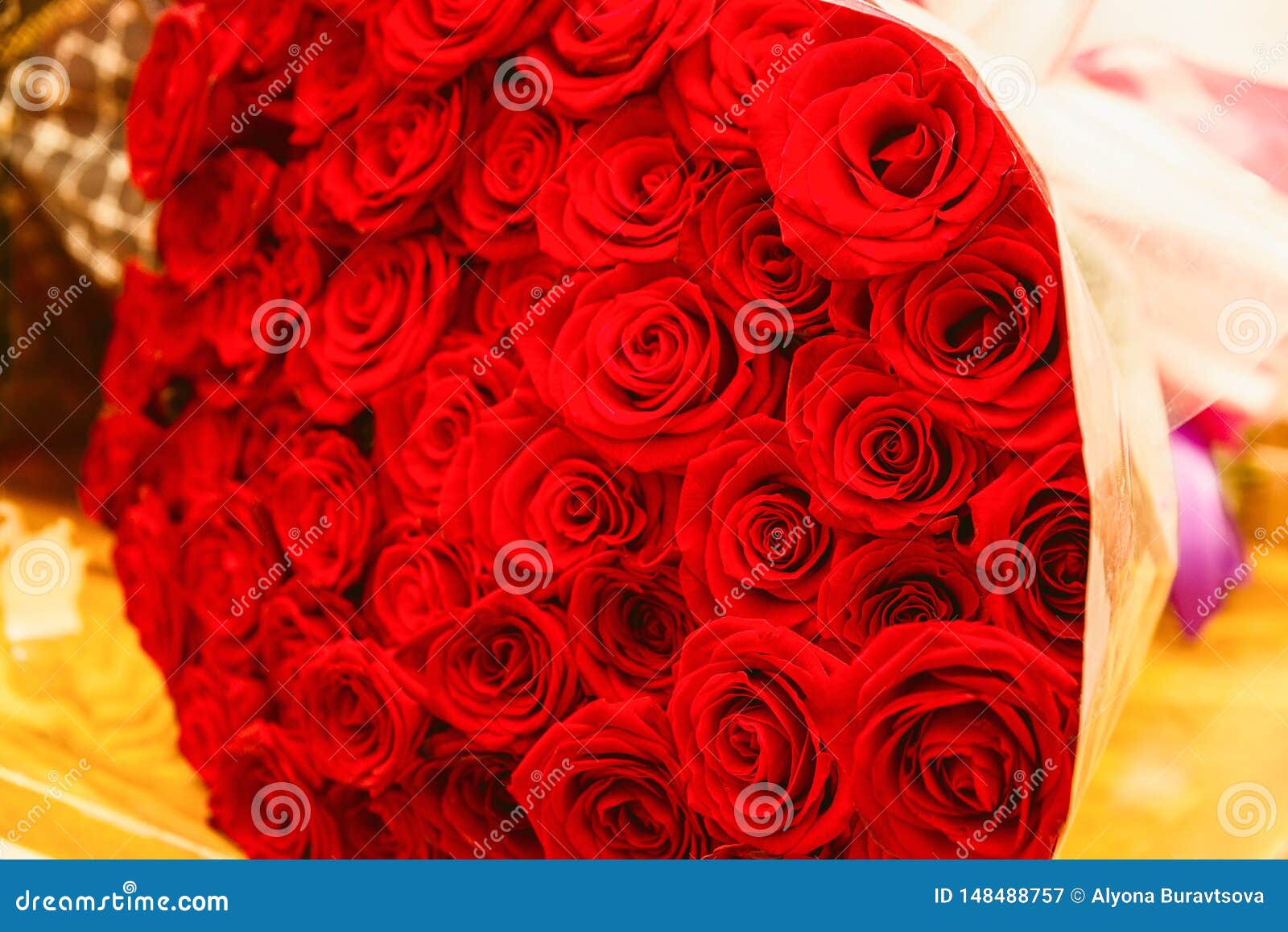 Huge bouquet of red roses stock image. Image of detail - 148488757