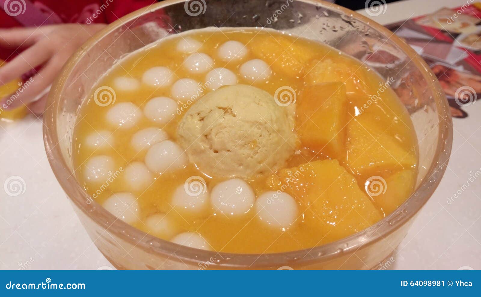 Huge Bowl of Mango Pearl Sago with Ice Cream Stock Image - Image of ...