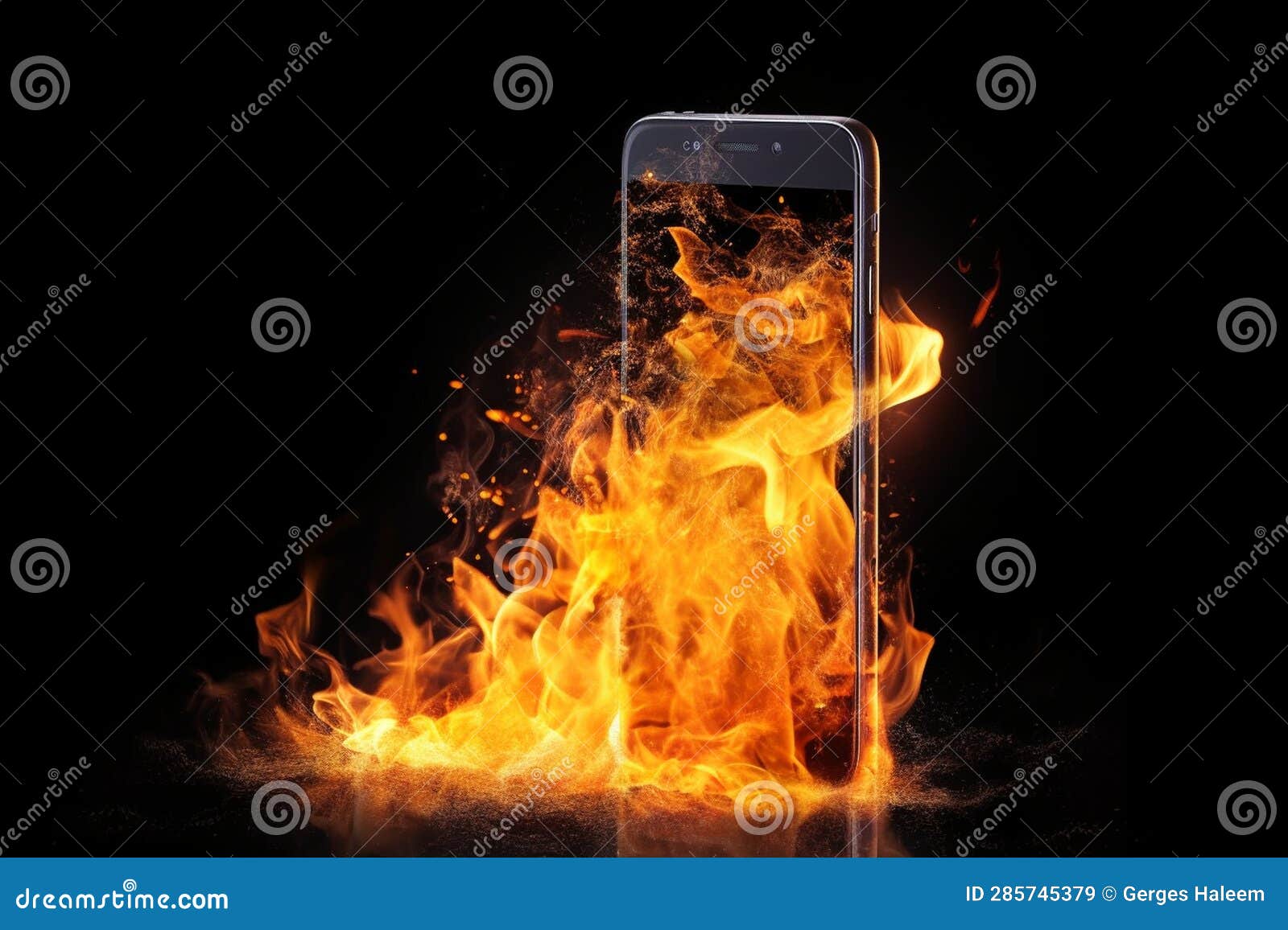 A Huge Broken Mobile Phone, Screen Shattering Explosion Stock ...