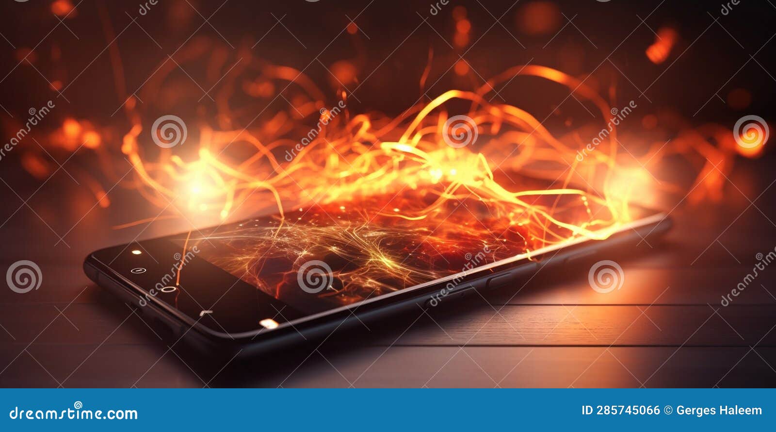 A Huge Broken Mobile Phone, Screen Shattering Explosion Stock ...