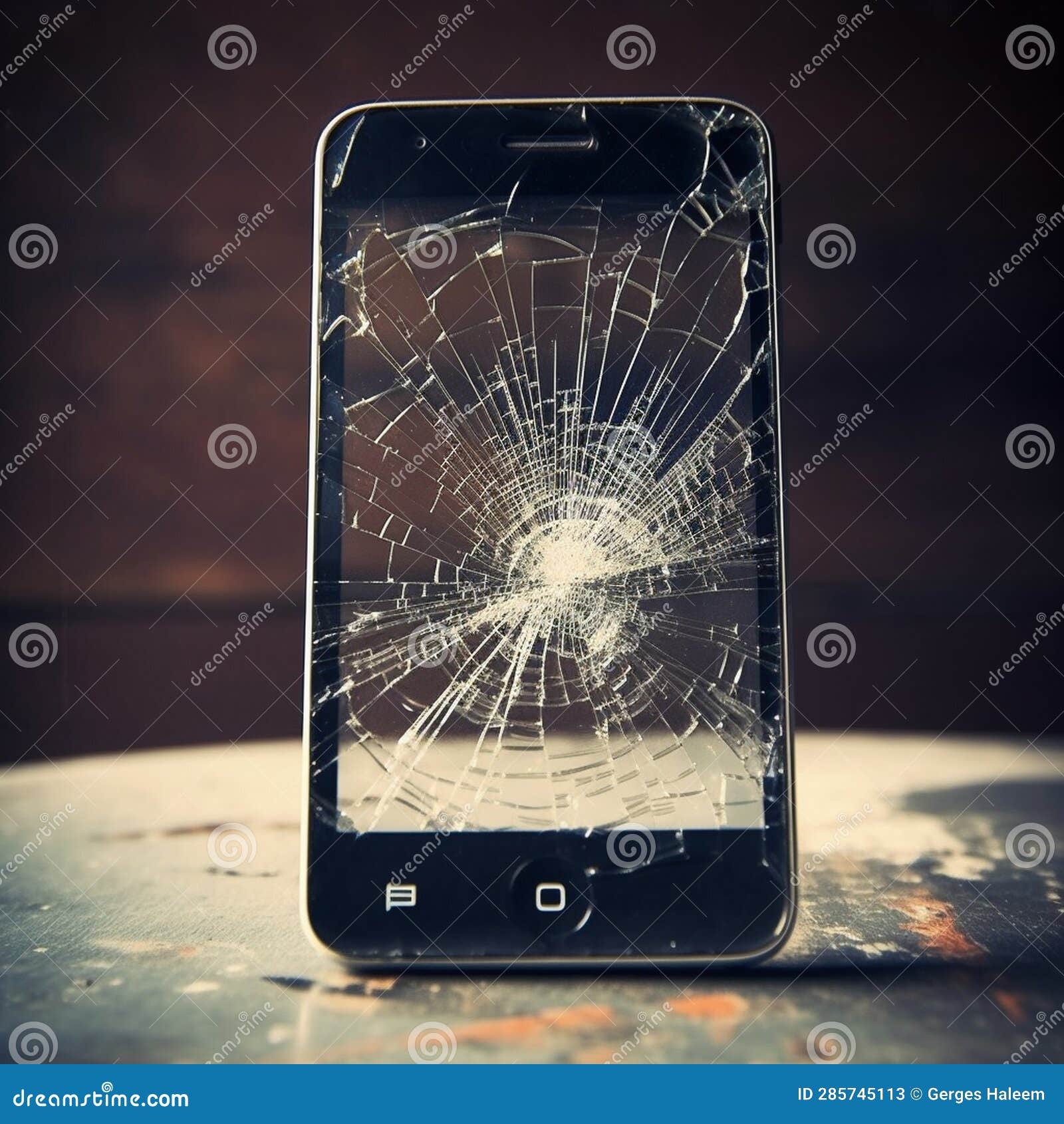 A Huge Broken Mobile Phone, Screen Shattering Explosion Stock ...