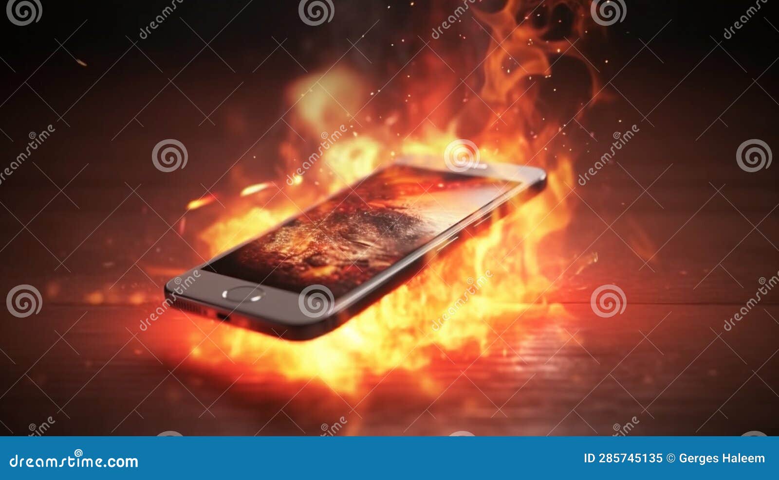 A Huge Broken Mobile Phone, Screen Shattering Explosion Stock ...