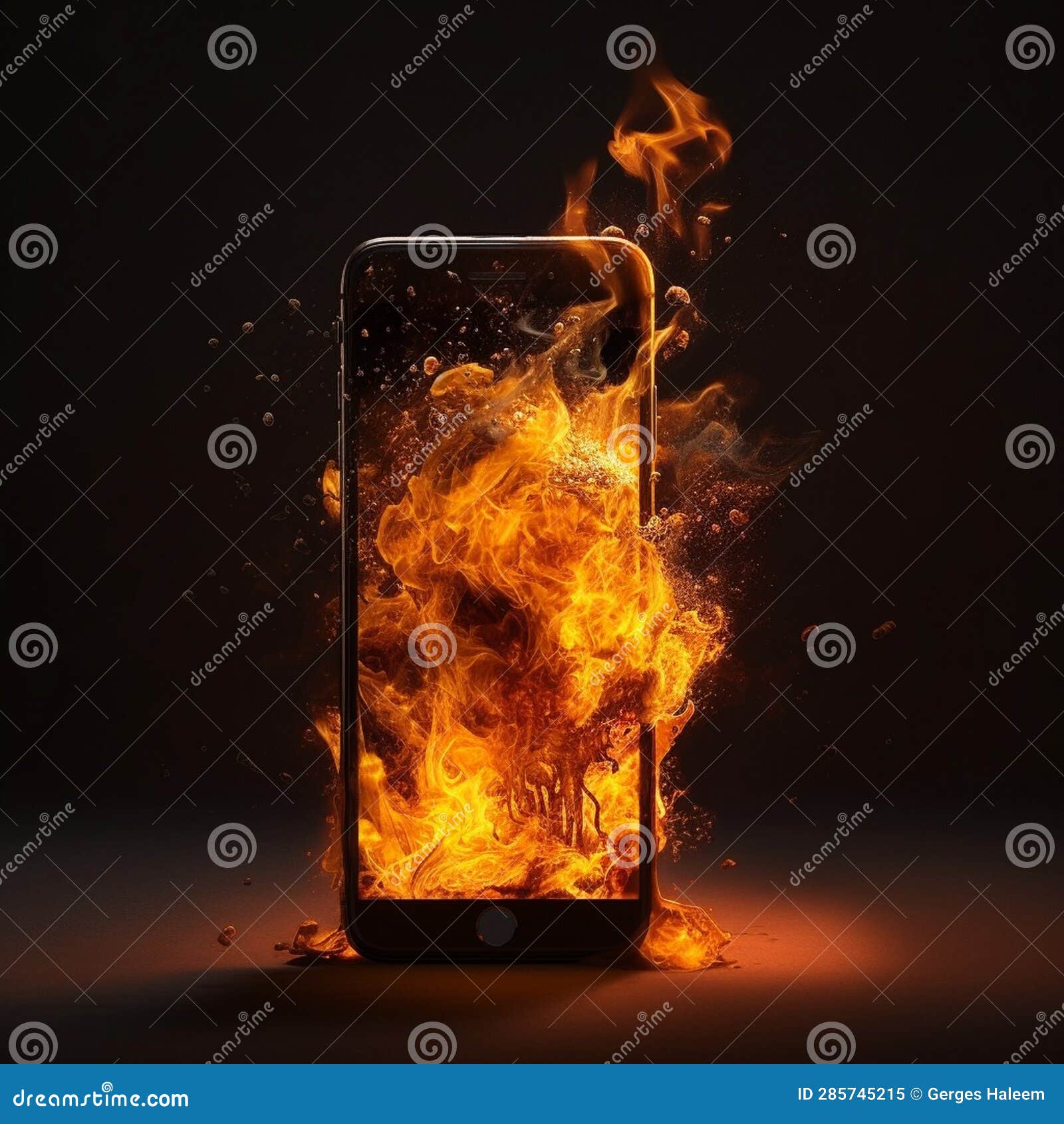 A Huge Broken Mobile Phone, Screen Shattering Explosion Stock ...