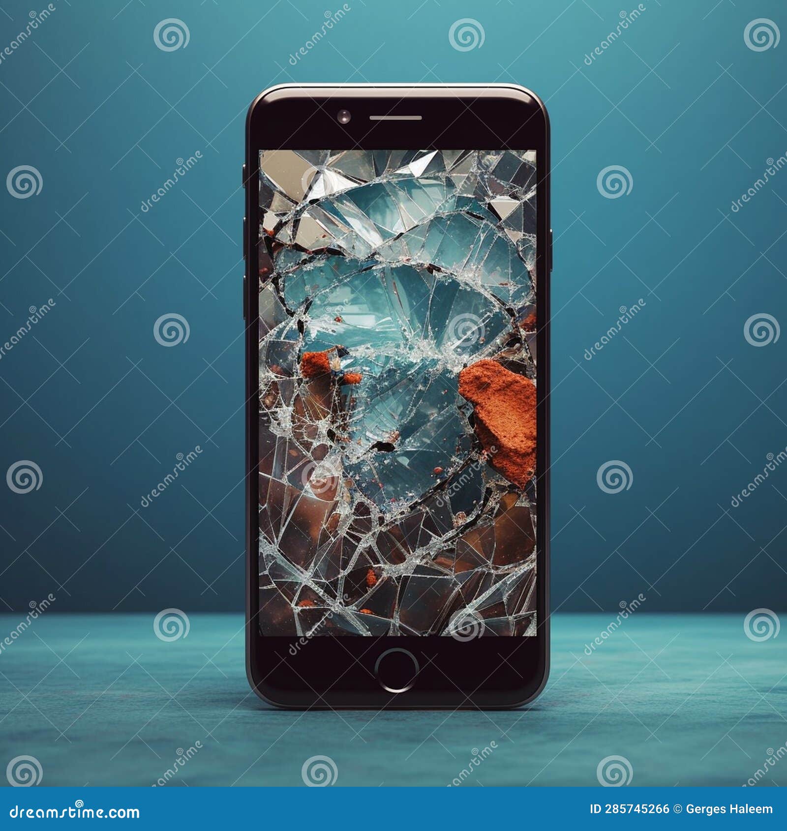 A Huge Broken Mobile Phone, Screen Shattering Explosion Stock ...