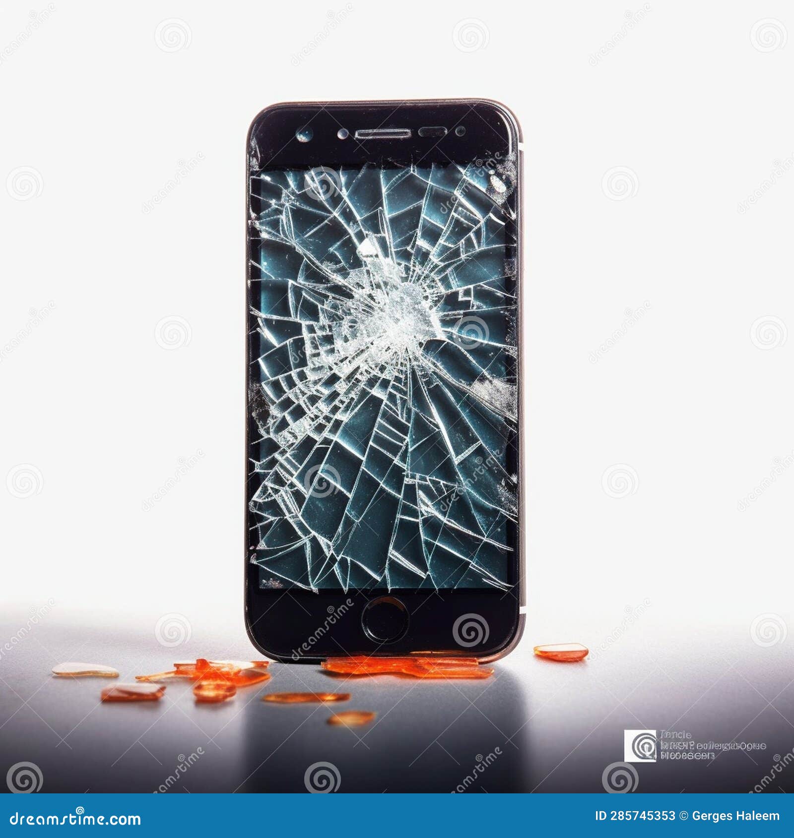 A Huge Broken Mobile Phone, Screen Shattering Explosion Stock ...