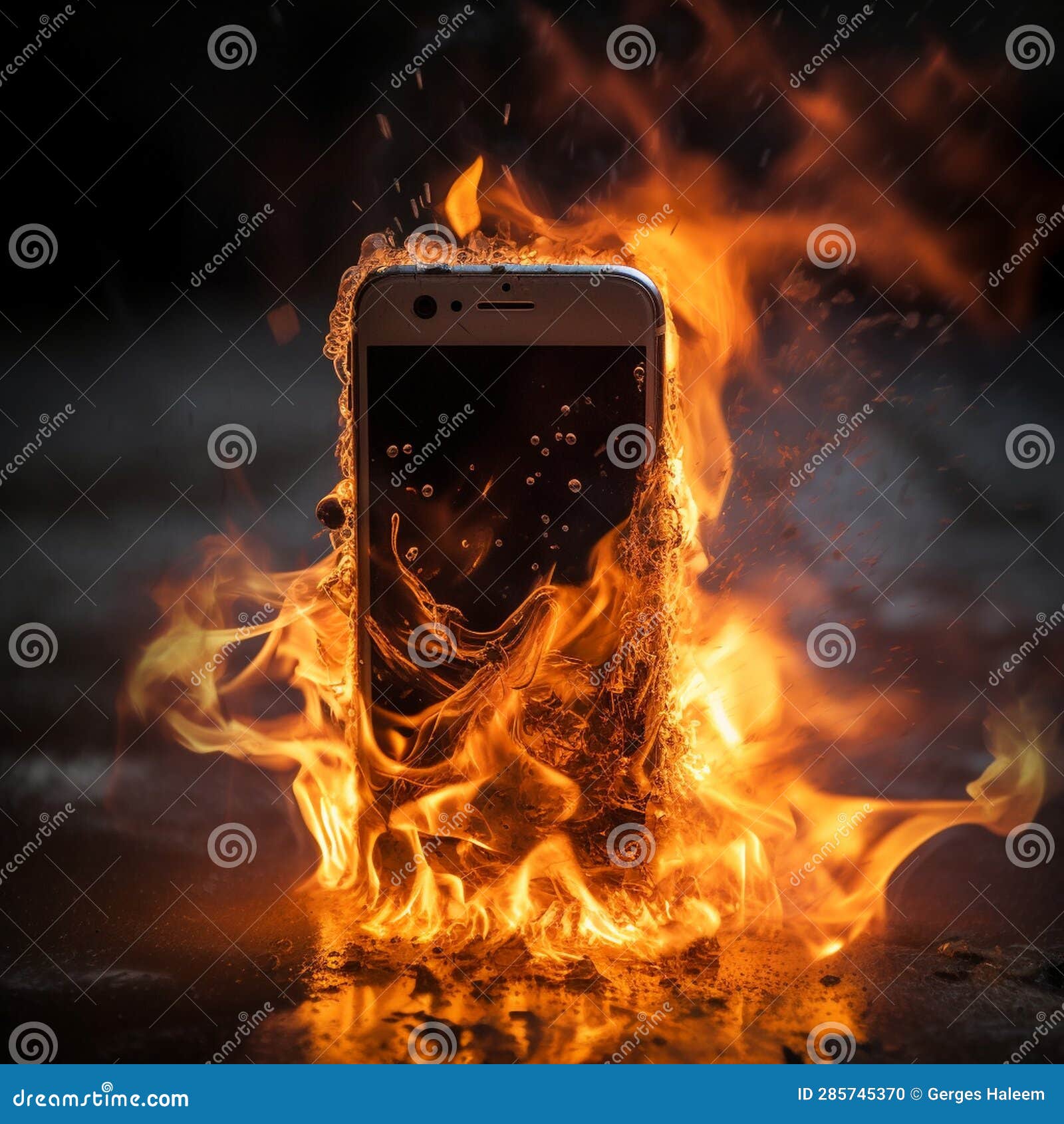 A Huge Broken Mobile Phone, Screen Shattering Explosion Stock ...