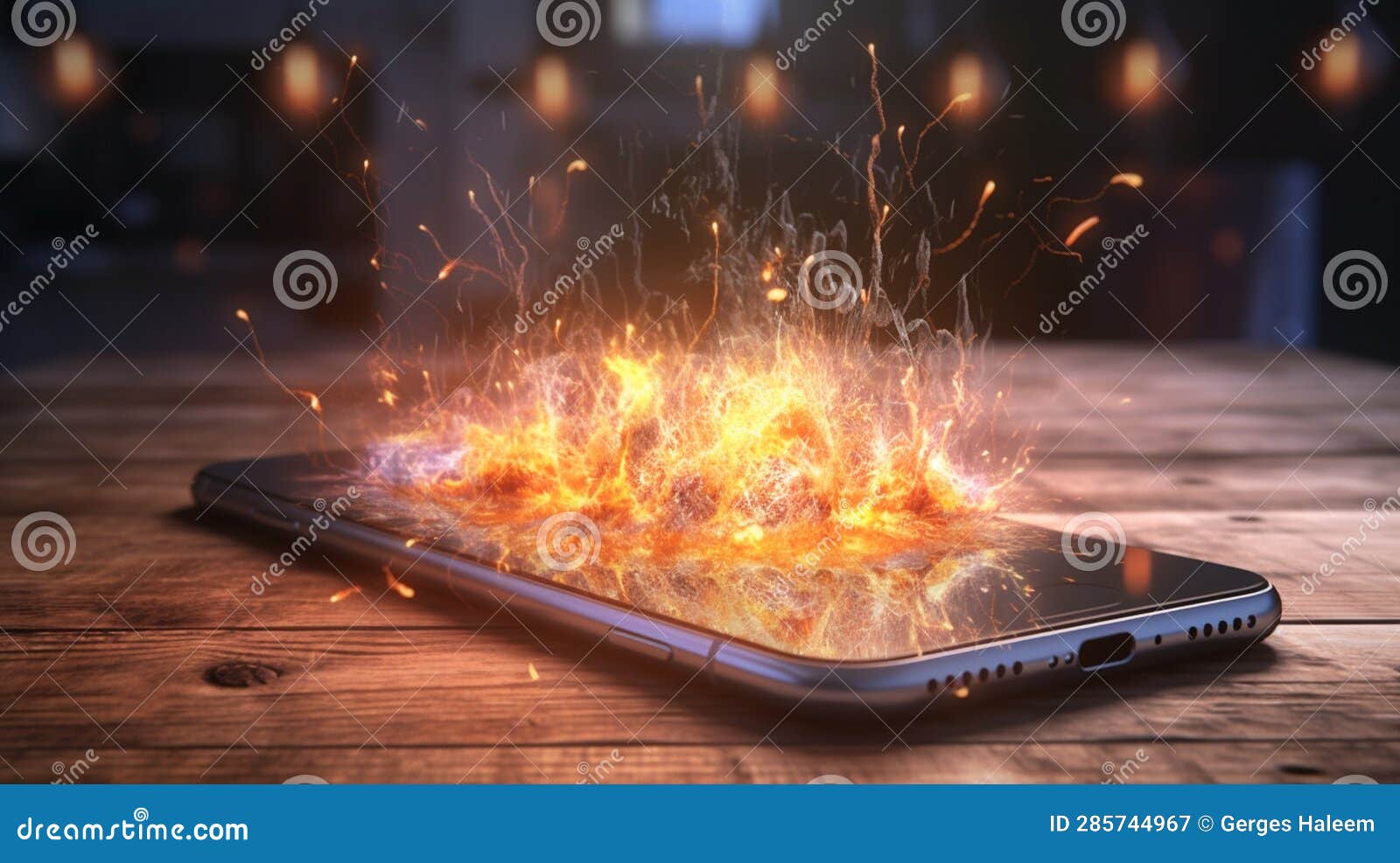 A Huge Broken Mobile Phone, Screen Shattering Explosion Stock ...