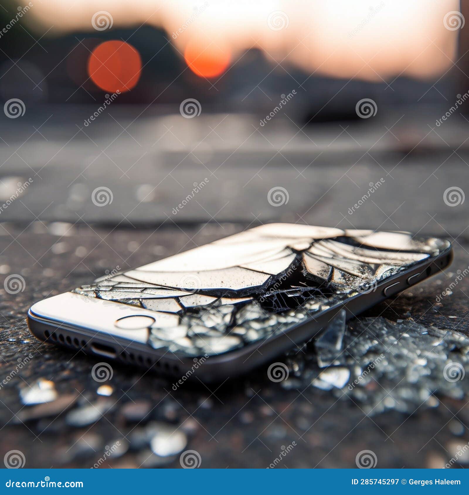 A Huge Broken Mobile Phone, Screen Shattering Explosion Stock ...