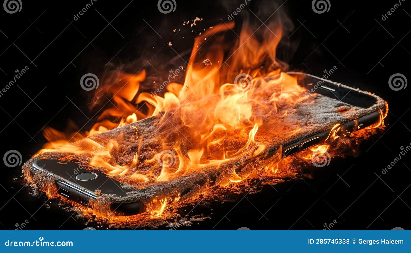 A Huge Broken Mobile Phone, Screen Shattering Explosion Stock ...