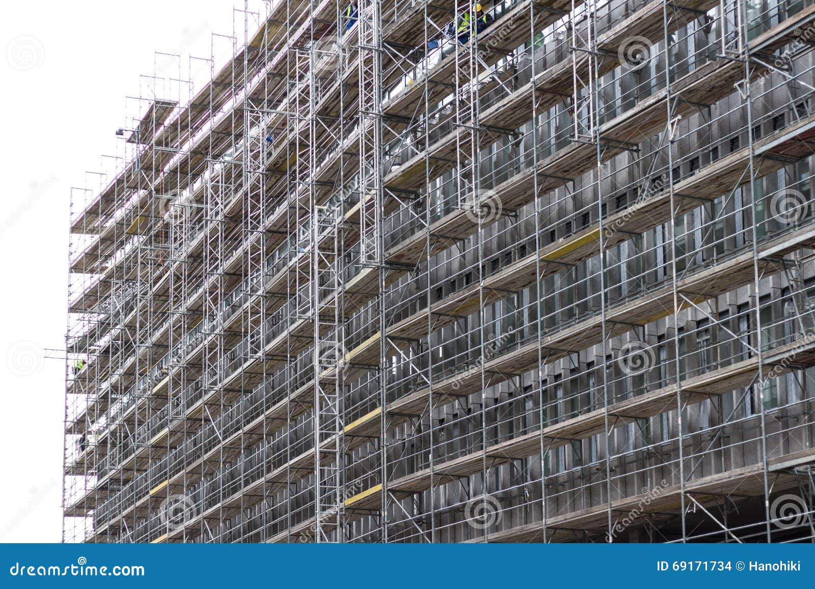 Huge Building Facade with Scaffolding, Construction Site Stock Photo ...