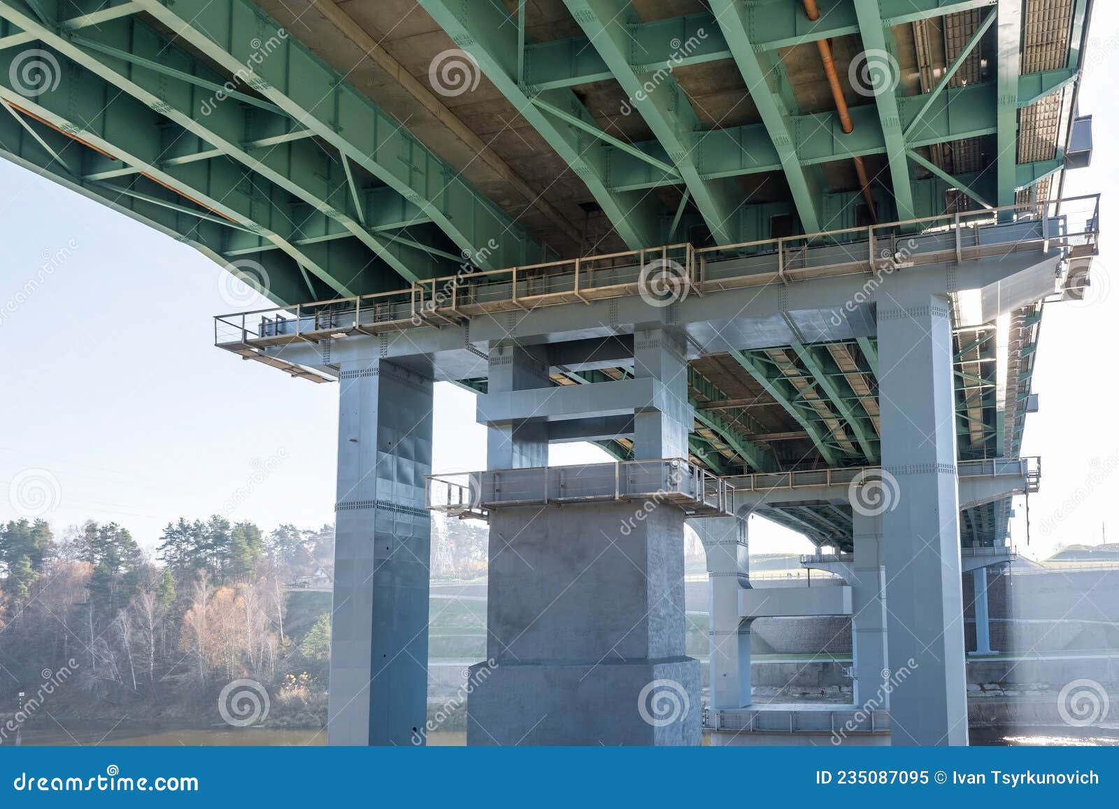 Huge Car Bridge Across the Wide River Stock Image - Image of landmark ...