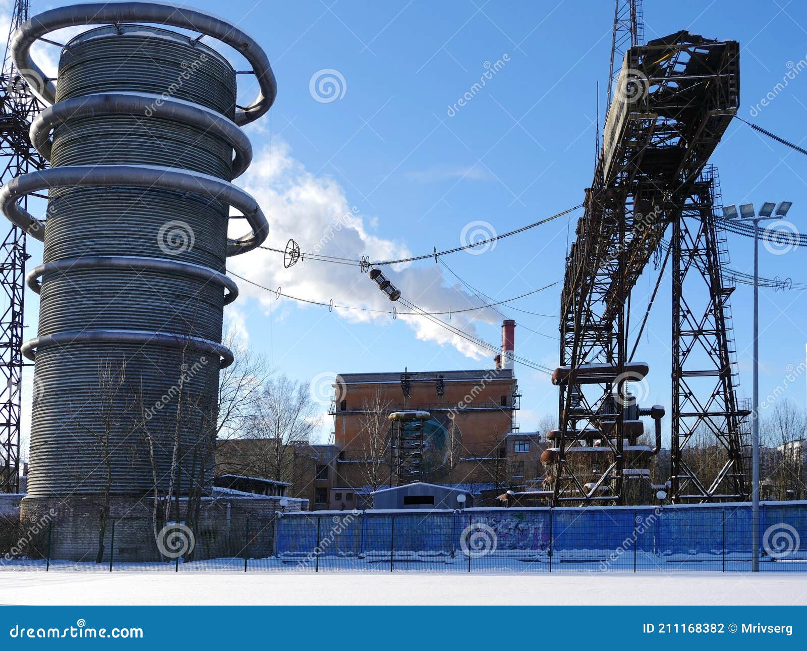 Huge Cascade Transformers Tesla Stock Photo - Image of voltage, current ...