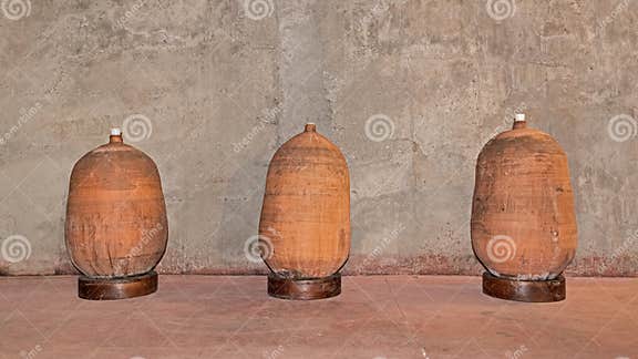 Huge Ceramic Vats for Winemaking and Winery Stock Photo - Image of ...