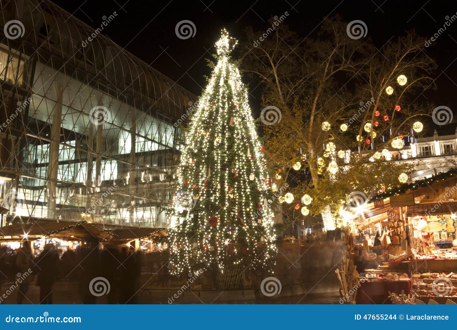 Huge Christmas Tree in Christmas Fair in Budapest Editorial Stock Image ...