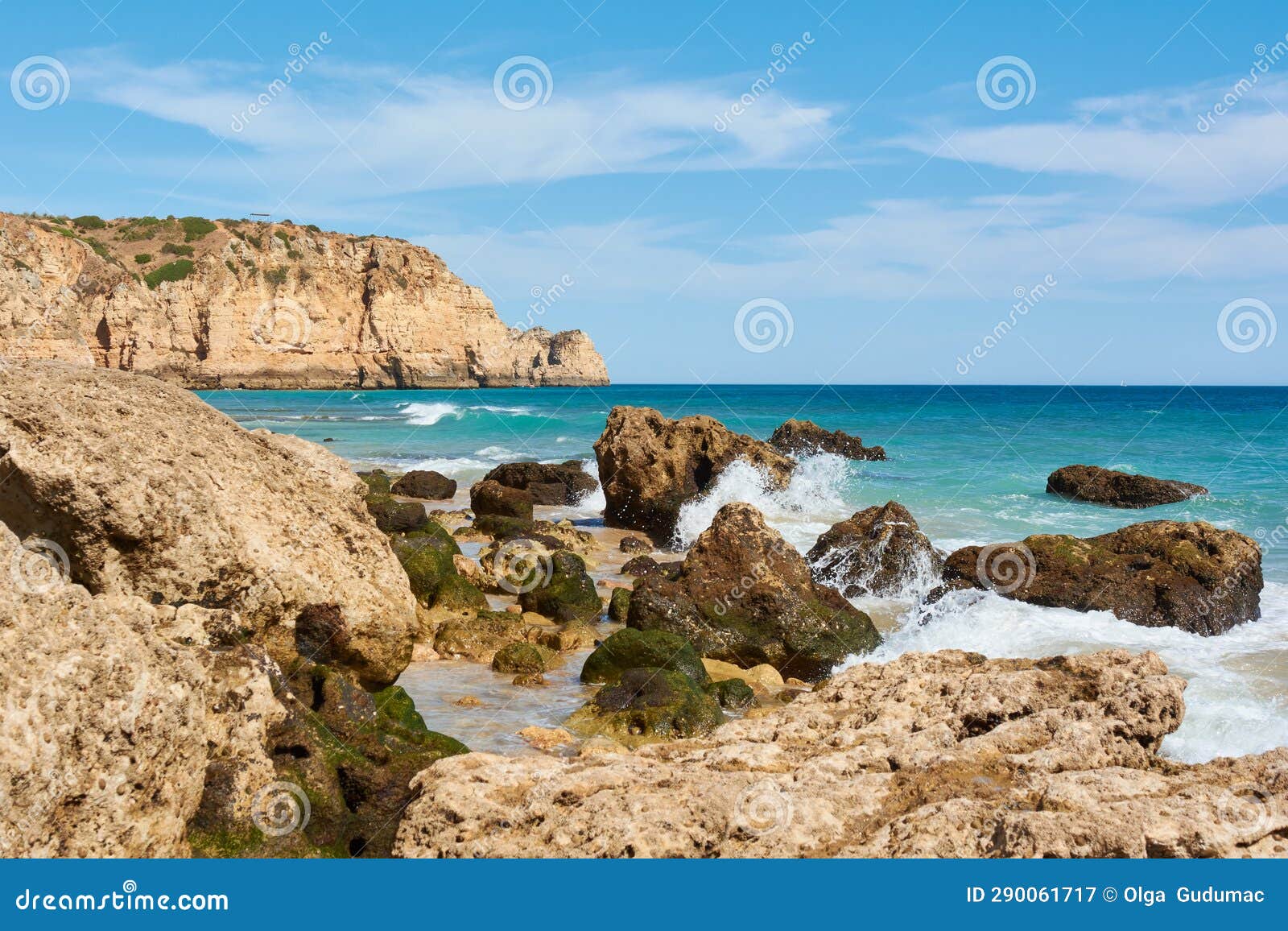 Huge Cliffs and Limestone Rocks Washed by the Ocean Waves. Lagos ...