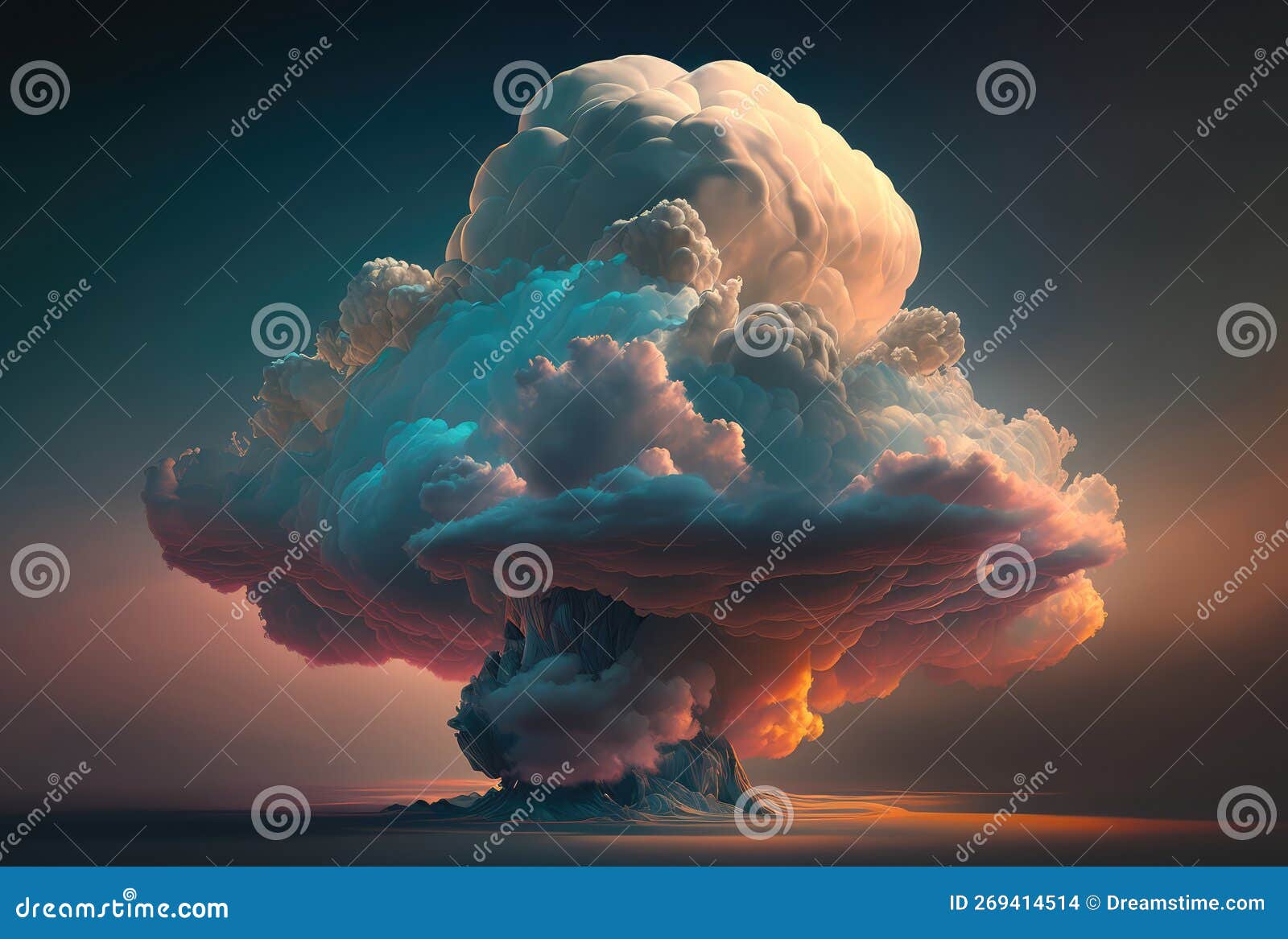 Huge Cloud Over the Mountain. Generative AI Stock Illustration ...