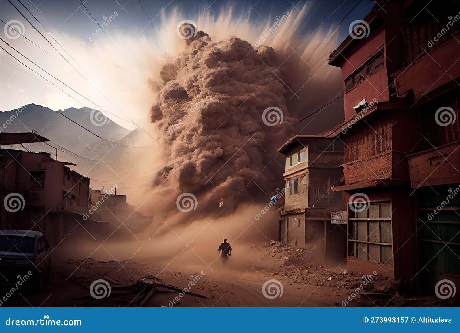 Huge Clouds of Dust from Explosion Shooting into Sky after Earthquake ...