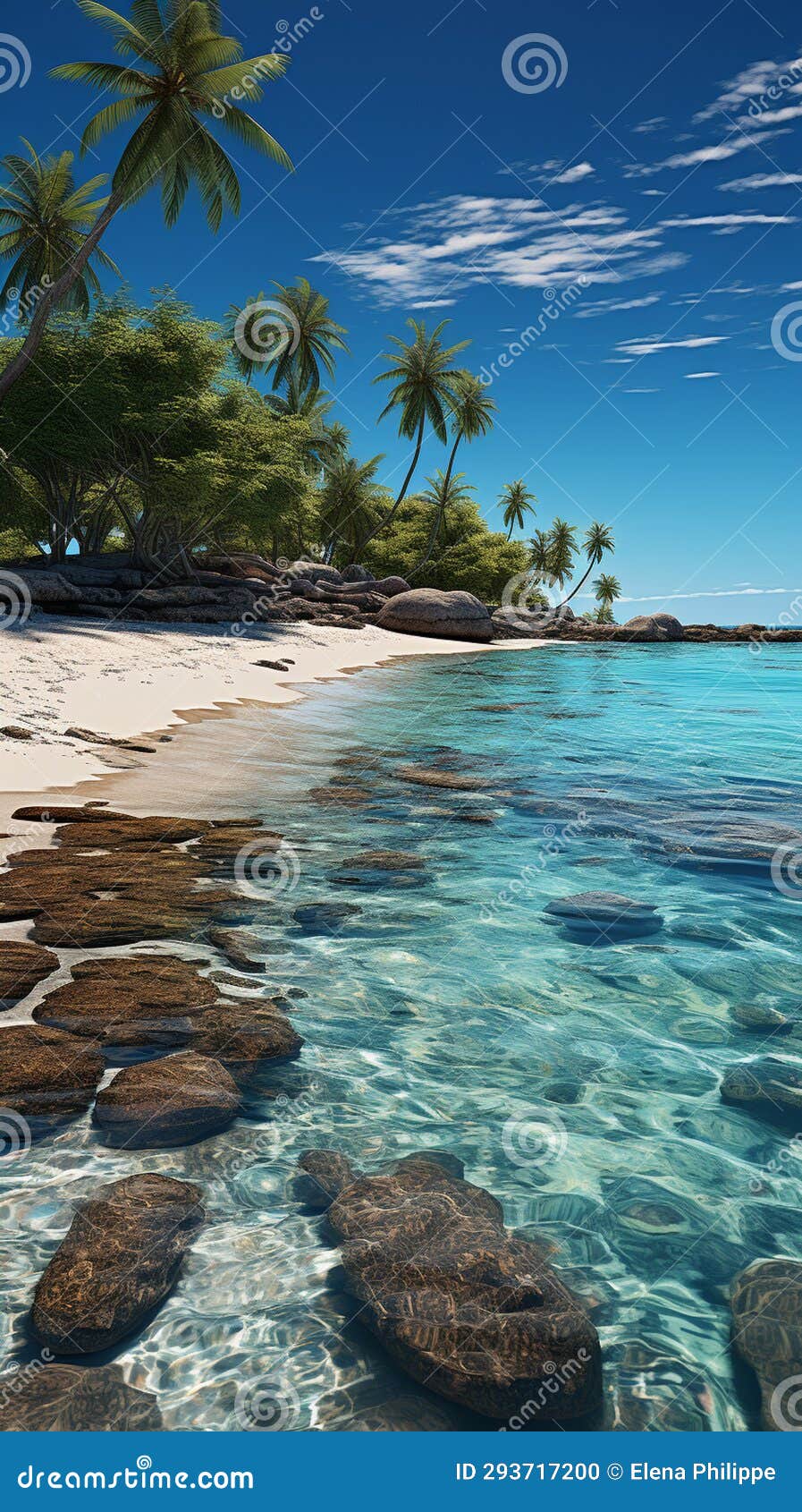 Coconat Palm Tree Island Isolated On White Background. Kids Artwork ...