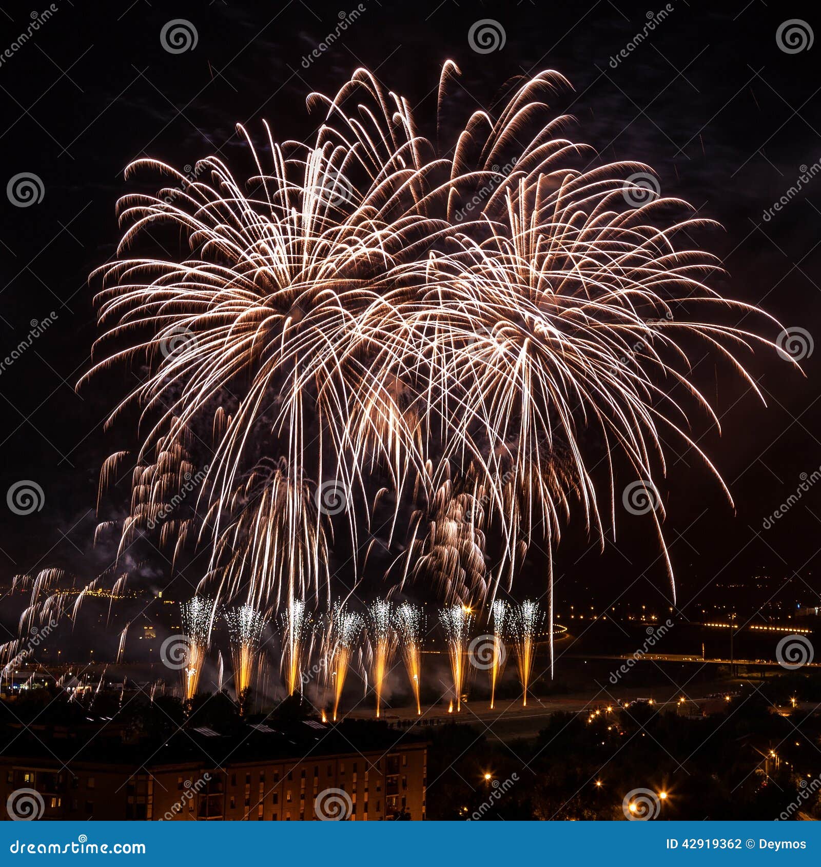 Huge colorful fireworks stock photo. Image of event, city - 42919362