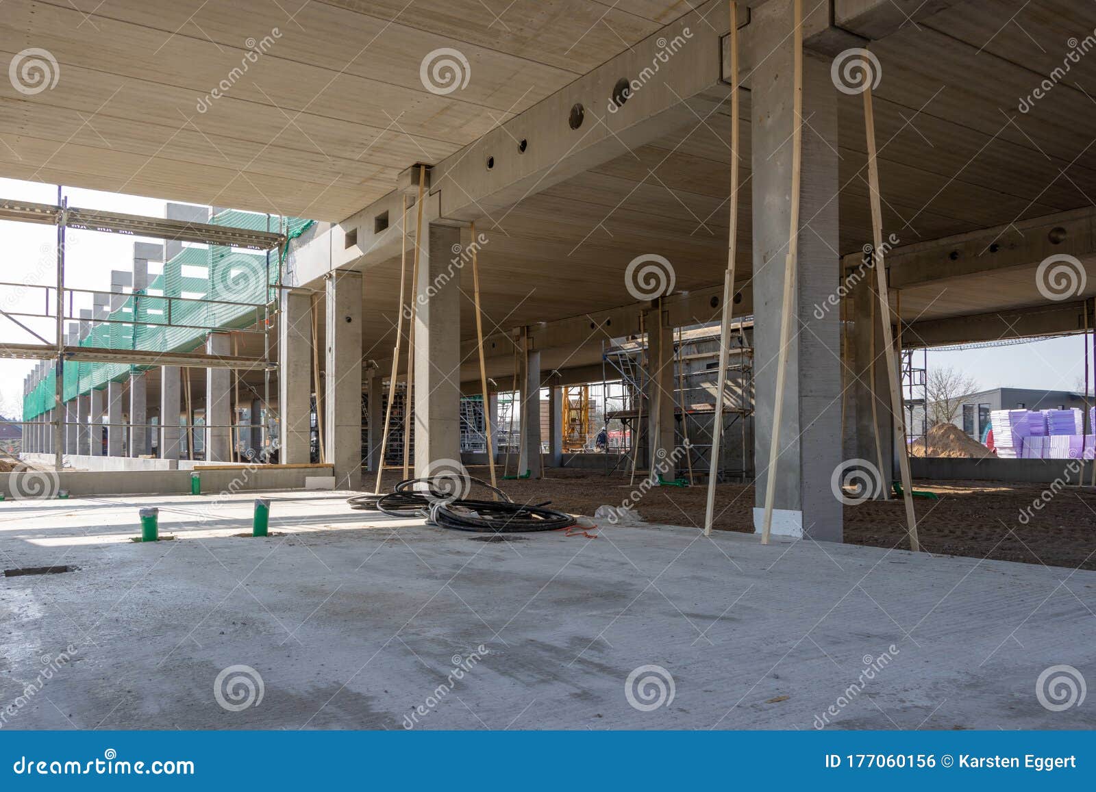 Huge Company Building is Erected on a Large Construction Site Stock ...