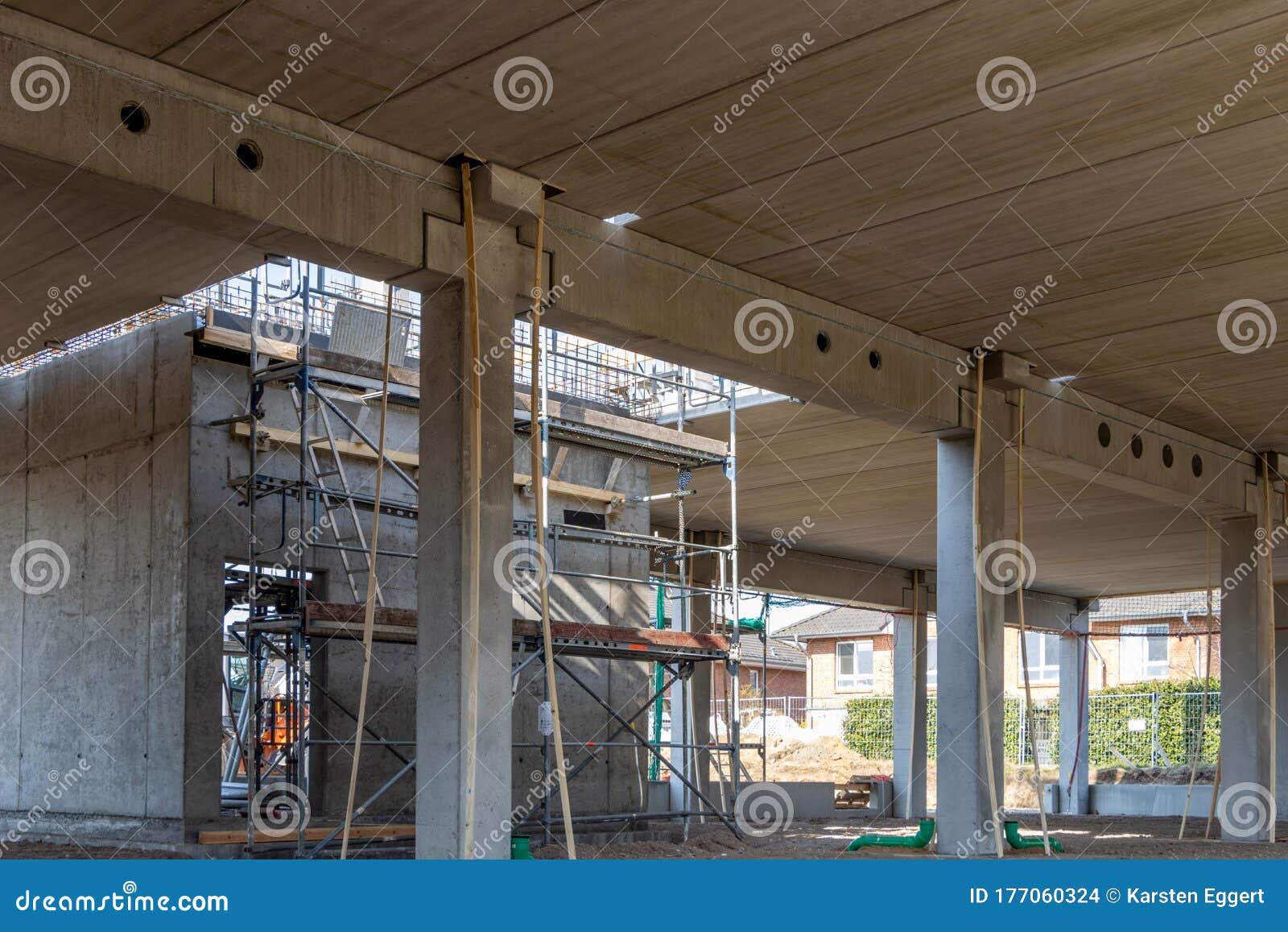 Huge Company Building is Erected on a Large Construction Site Stock ...