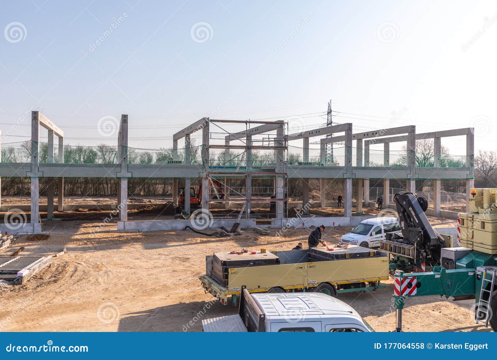 Huge Company Building is Erected on a Large Construction Site Stock ...