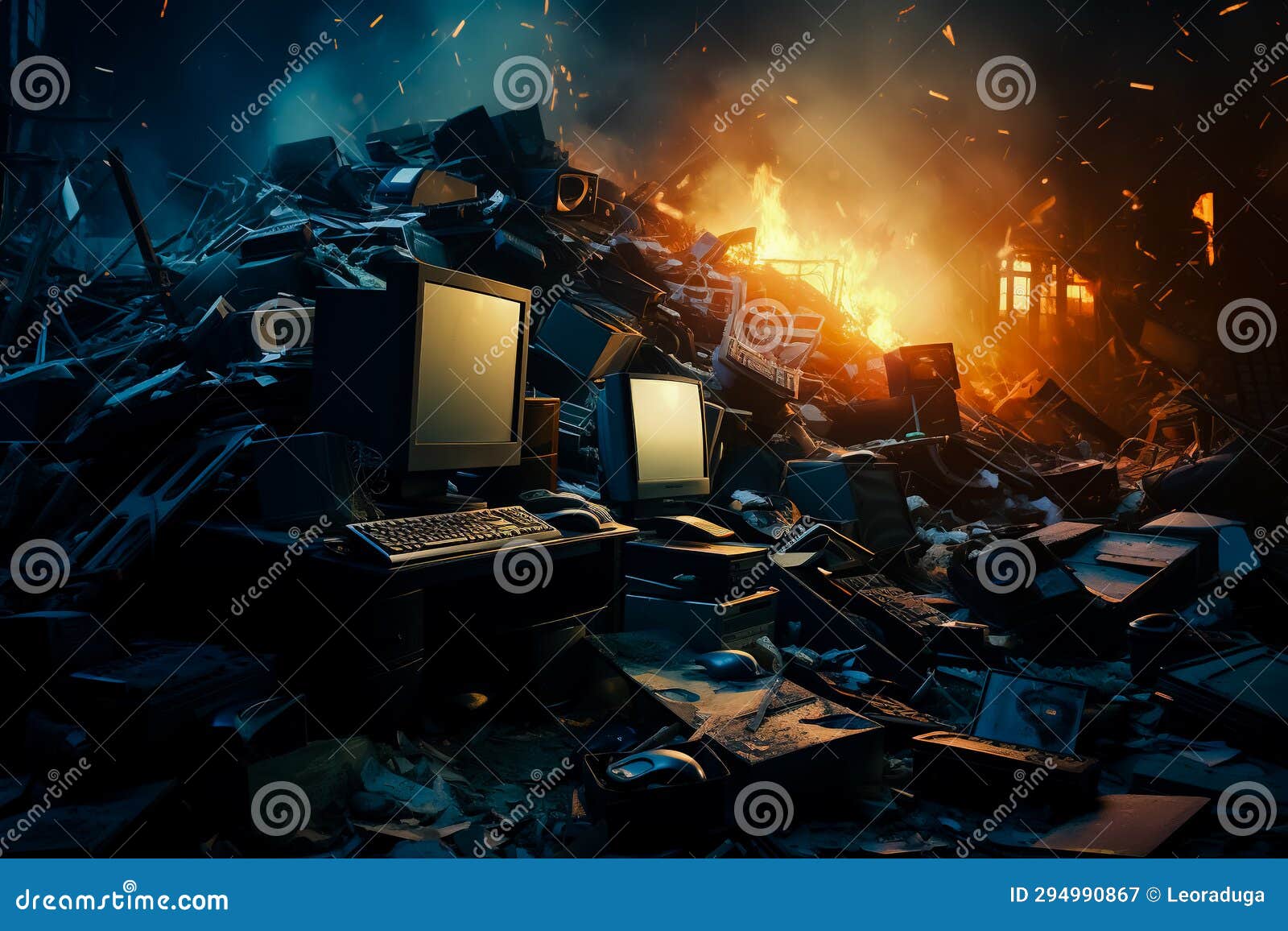 Huge Computer Dump. City Waste Dump Stock Illustration - Illustration ...