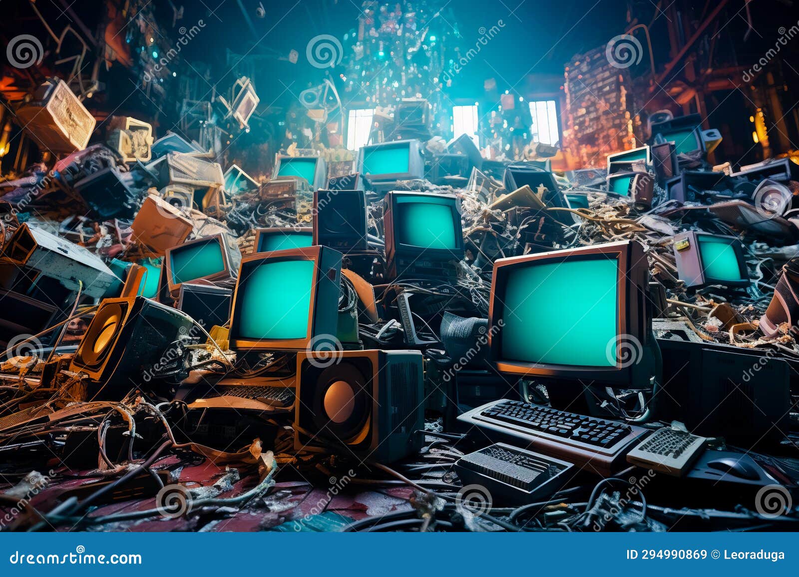 Huge Computer Dump. City Waste Dump Stock Image - Image of futuristic ...