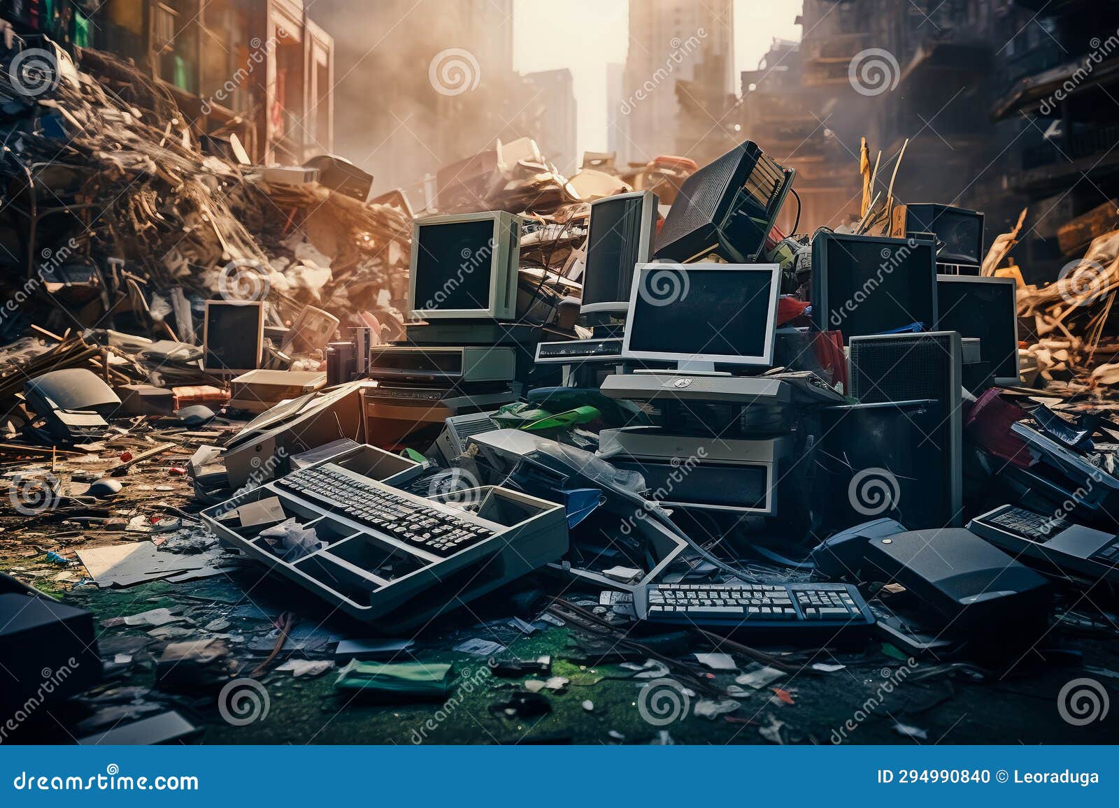 Huge Computer Dump. City Waste Dump Stock Illustration - Illustration ...