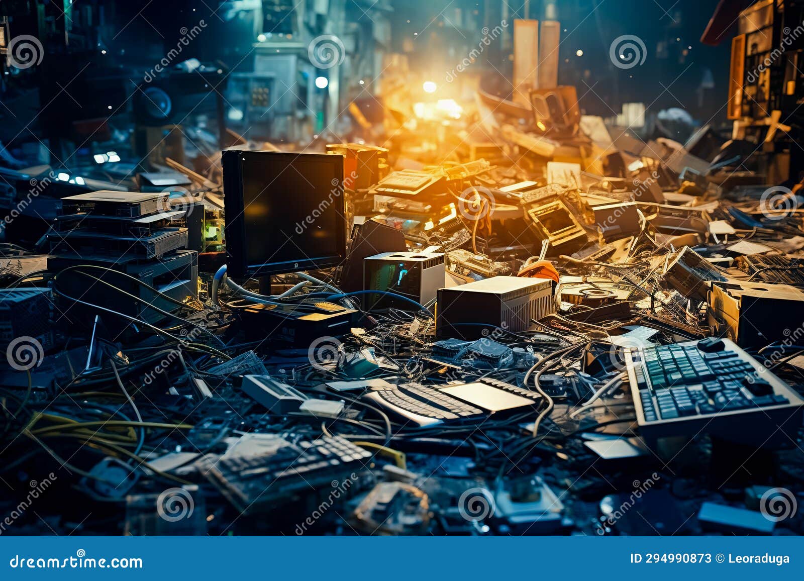 Huge Computer Dump. City Waste Dump Stock Illustration - Illustration ...