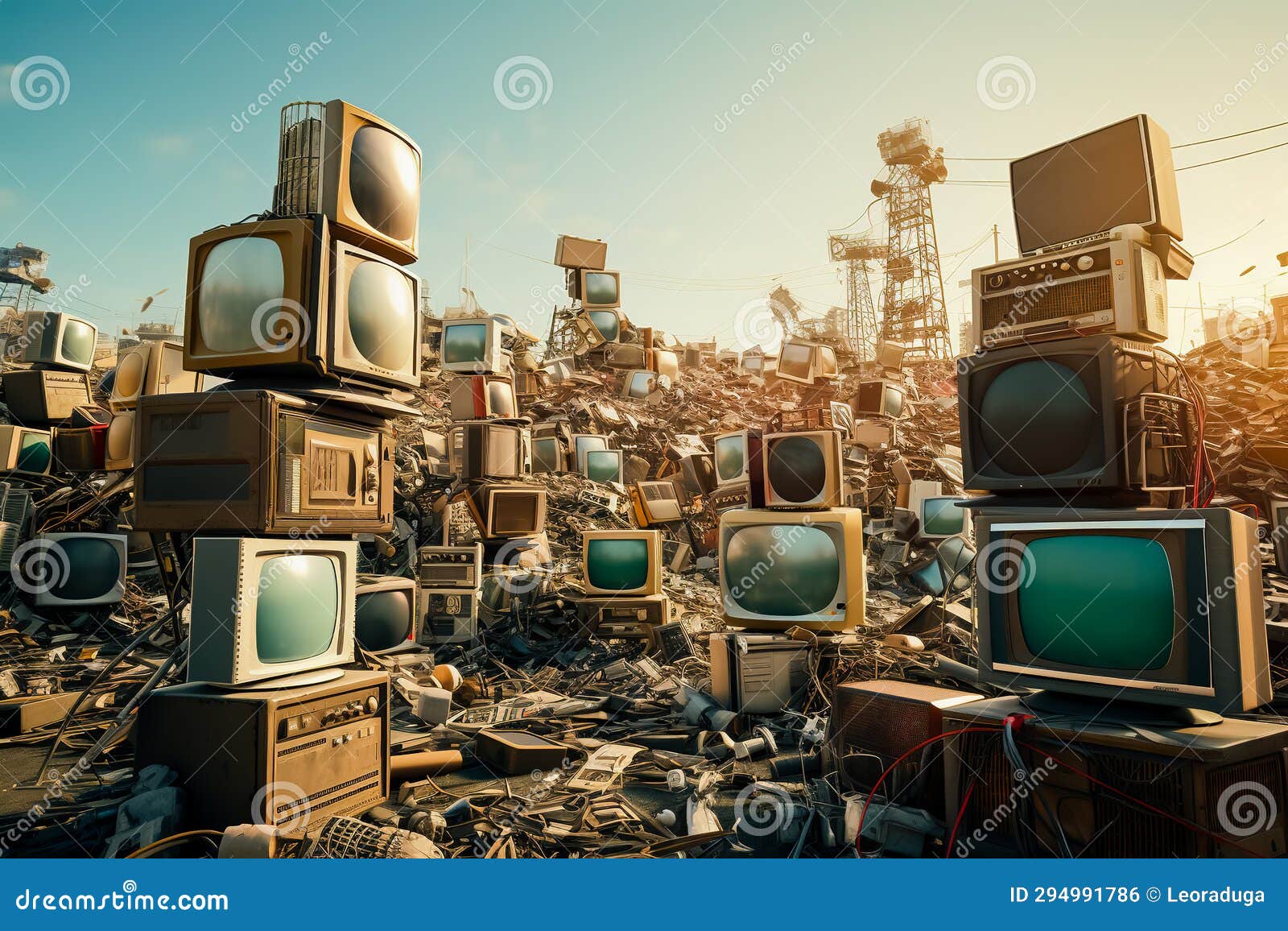 Huge Computer Dump. City Waste Dump Stock Illustration - Illustration ...