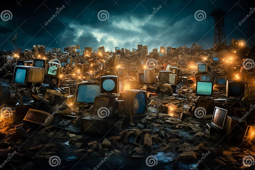 Huge Computer Dump. City Waste Dump Stock Illustration - Illustration ...